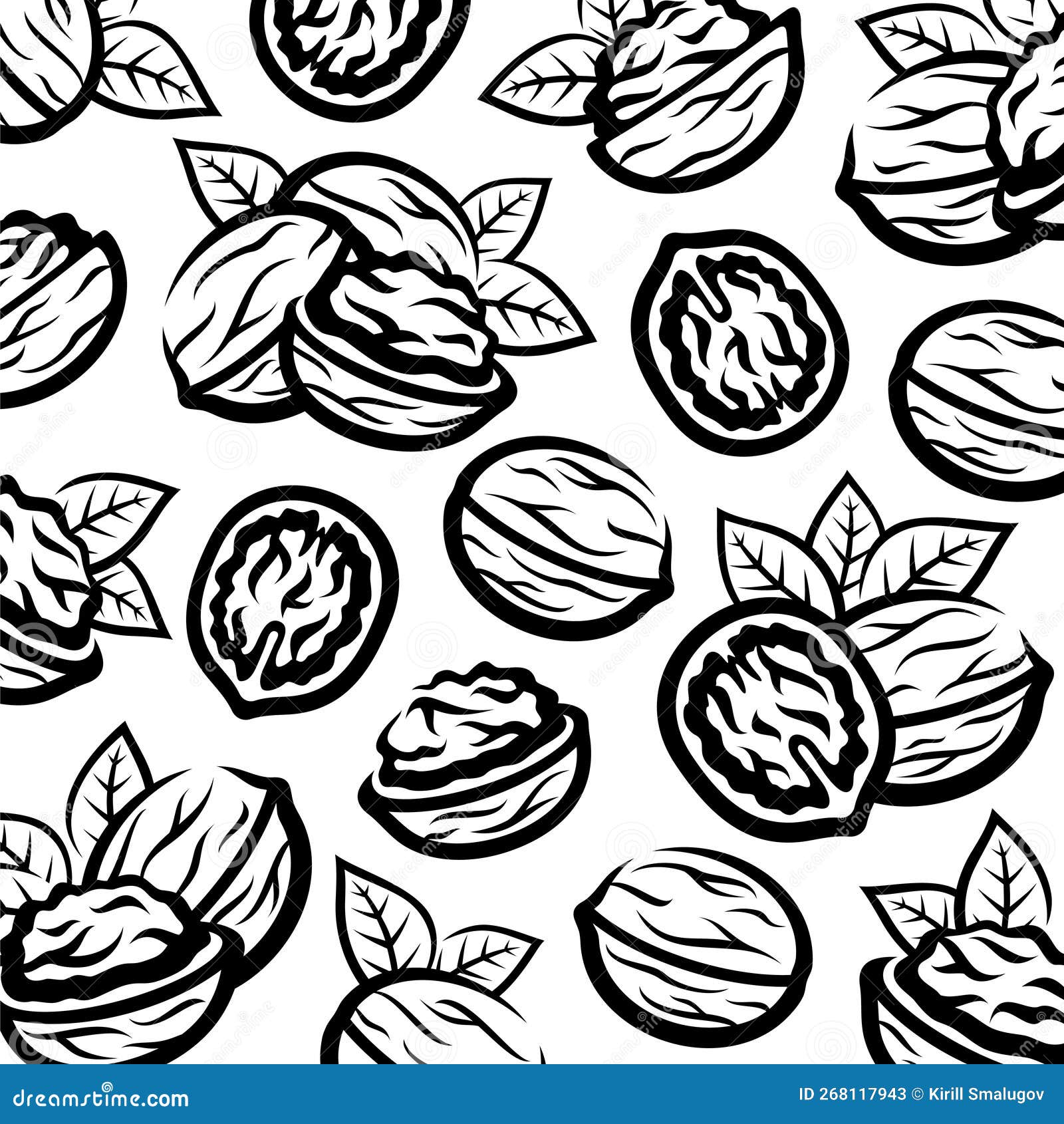 Walnut Pattern Background Set. Collection Icon Walnut Stock ...