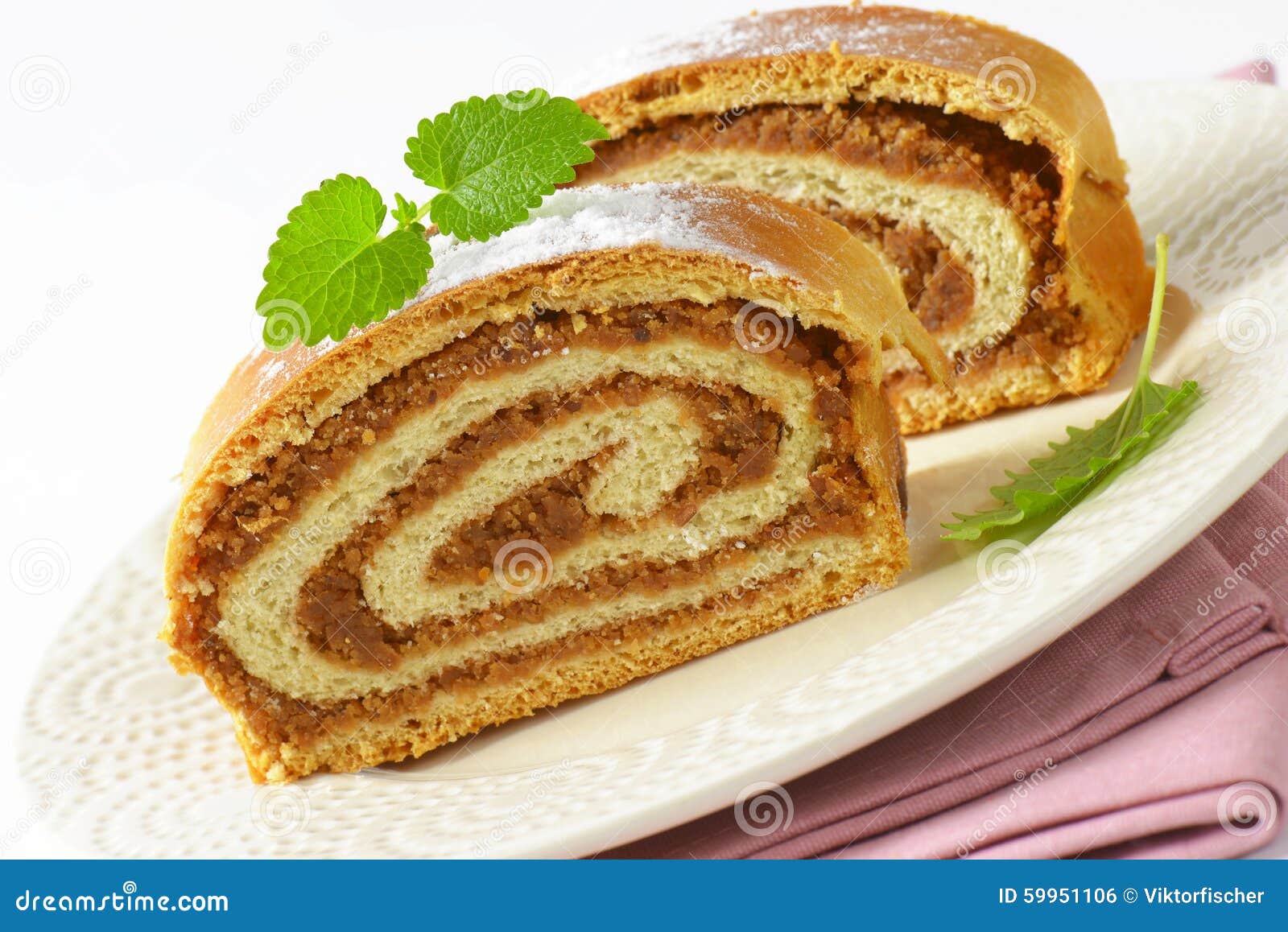 Walnut roll slices stock photo. Image of nuts, strudel - 59951106
