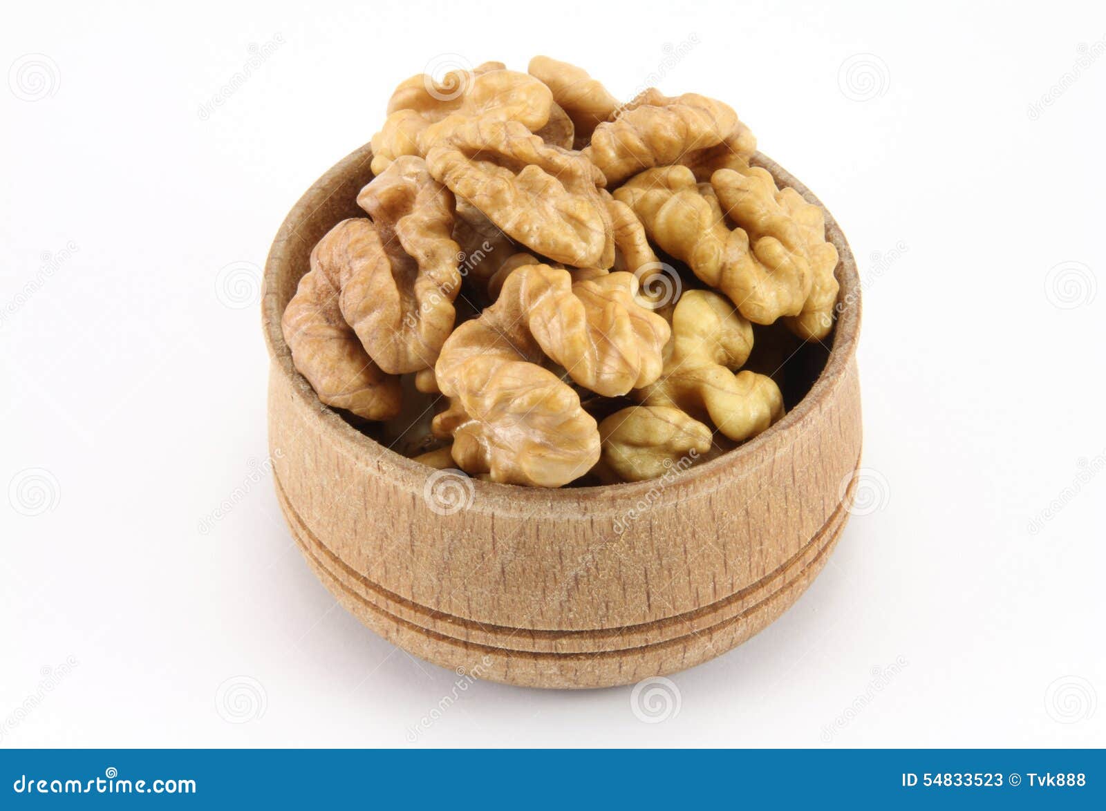 Walnut in a Round Wooden Form Stock Image - Image of protein, calories ...