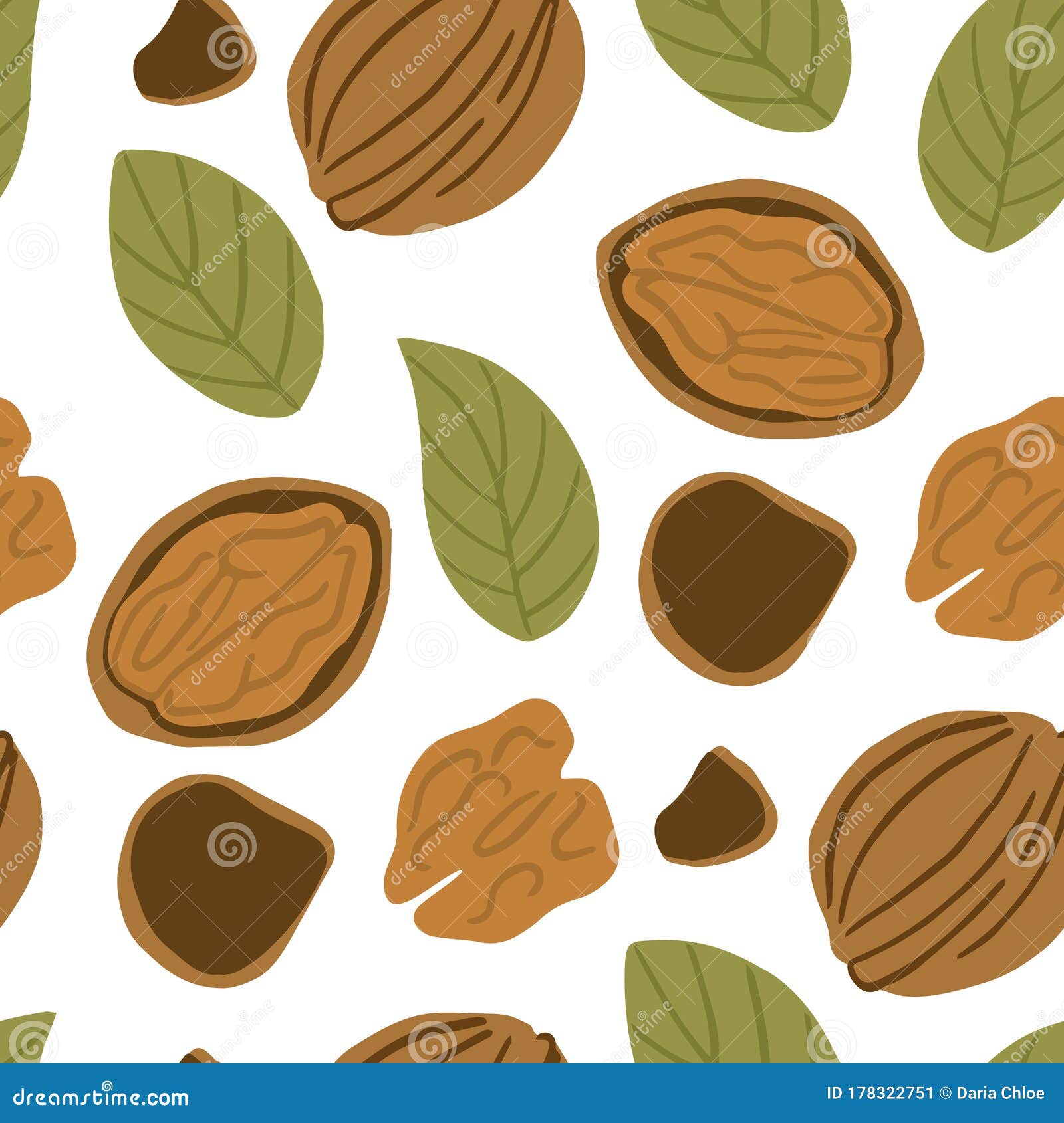 Walnut seamless pattern. stock vector. Illustration of kernel - 178322751