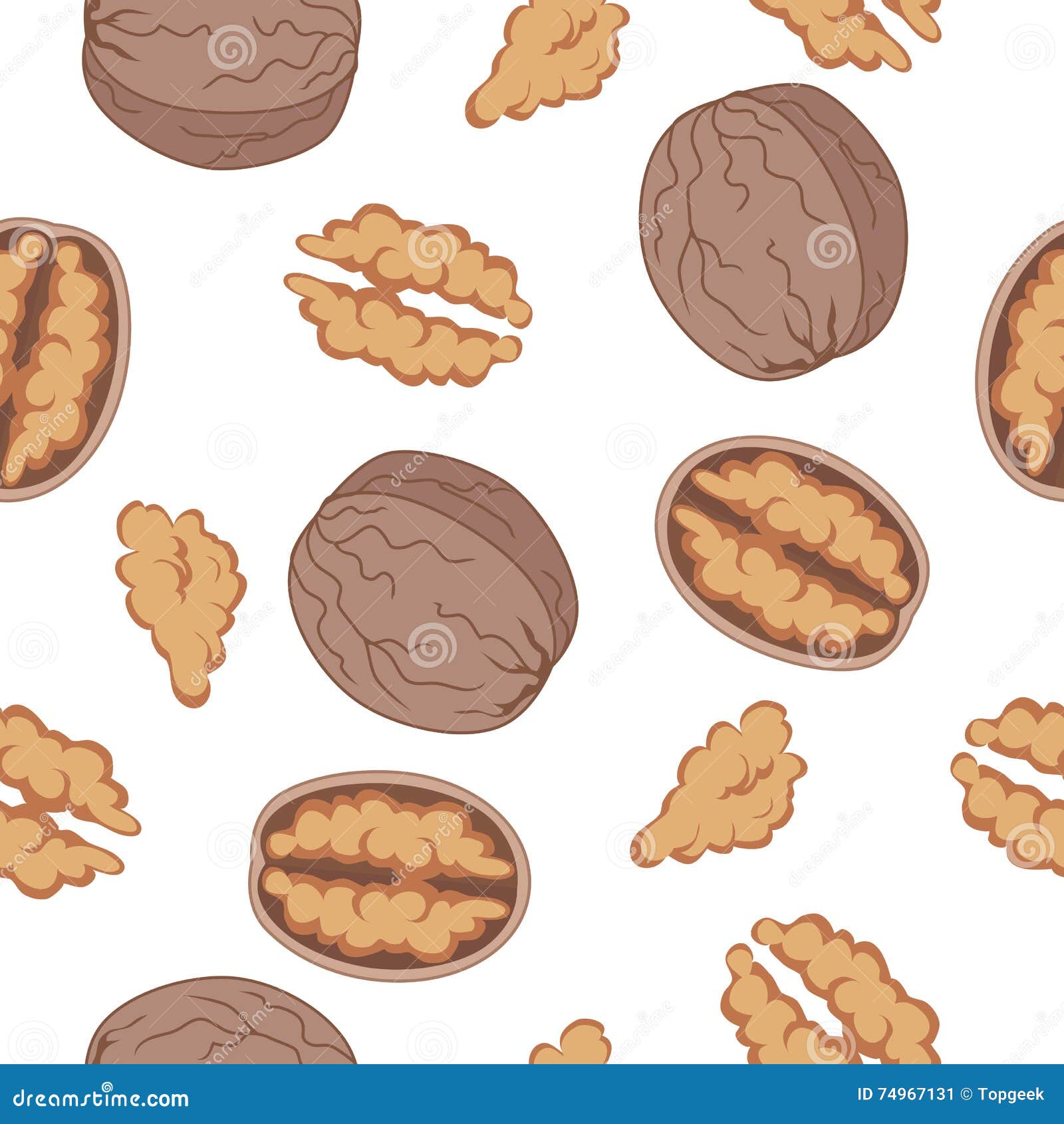 Walnut Seamless Pattern Traditional Nuts Nack Healthy Food Background ...