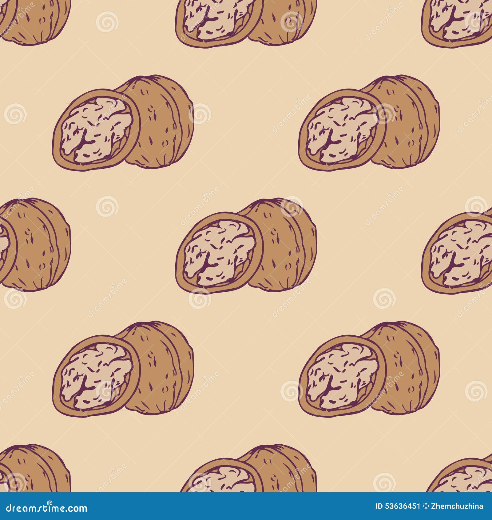 Walnut Seamless Pattern Traditional Nuts Nack Healthy Food Background ...