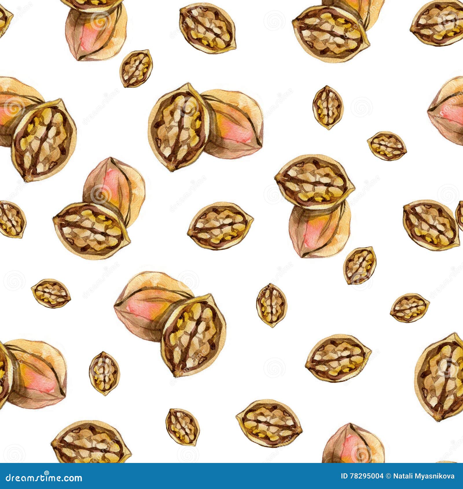 Walnut Seamless Pattern. Watercolor Nuts Wallpaper Stock Illustration ...