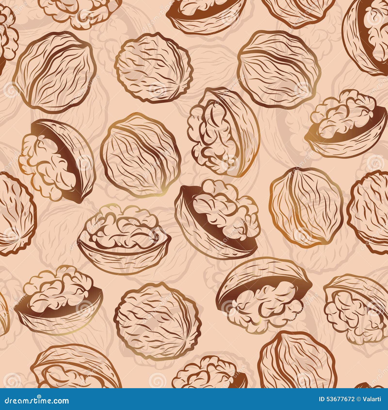 Walnut Seamless Vector Pattern Stock Vector - Illustration of element ...