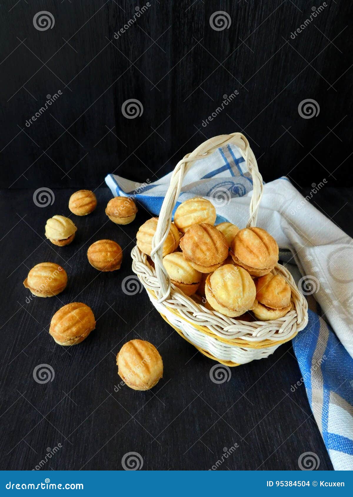 Walnut shaped cookies stock photo. Image of food, bake - 95384504