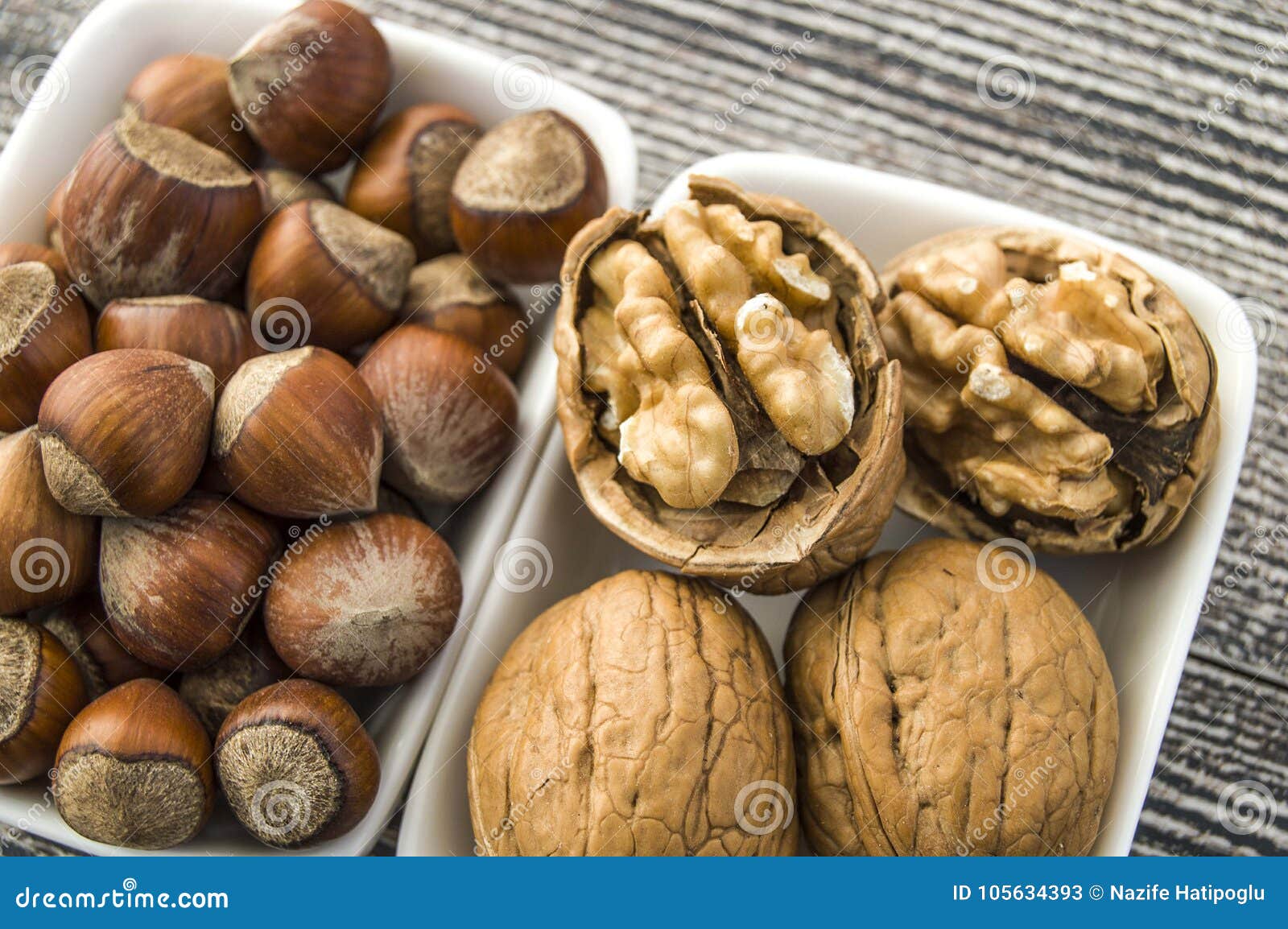 Walnut and Shelled Hazelnut Pictures Side by Side in a Separate Plate ...