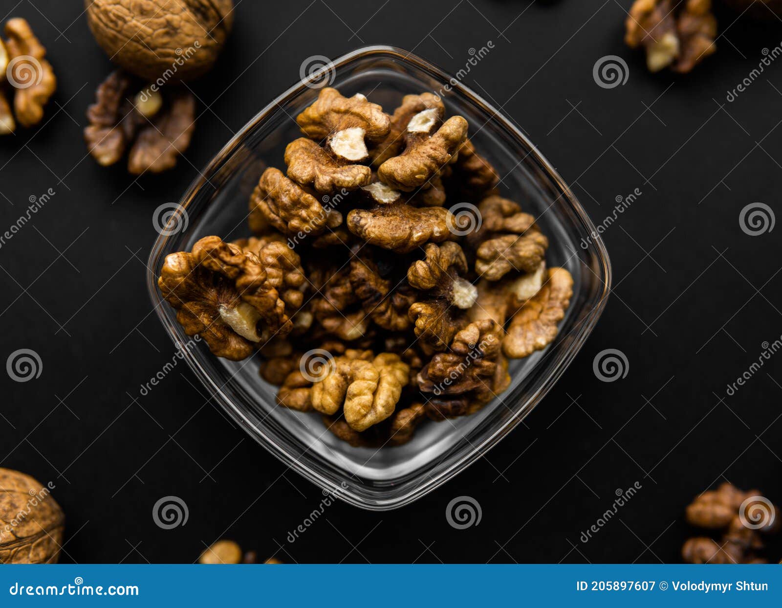 Walnut in a Small Plate with Scattered Shelled Nuts Which Standing on a ...