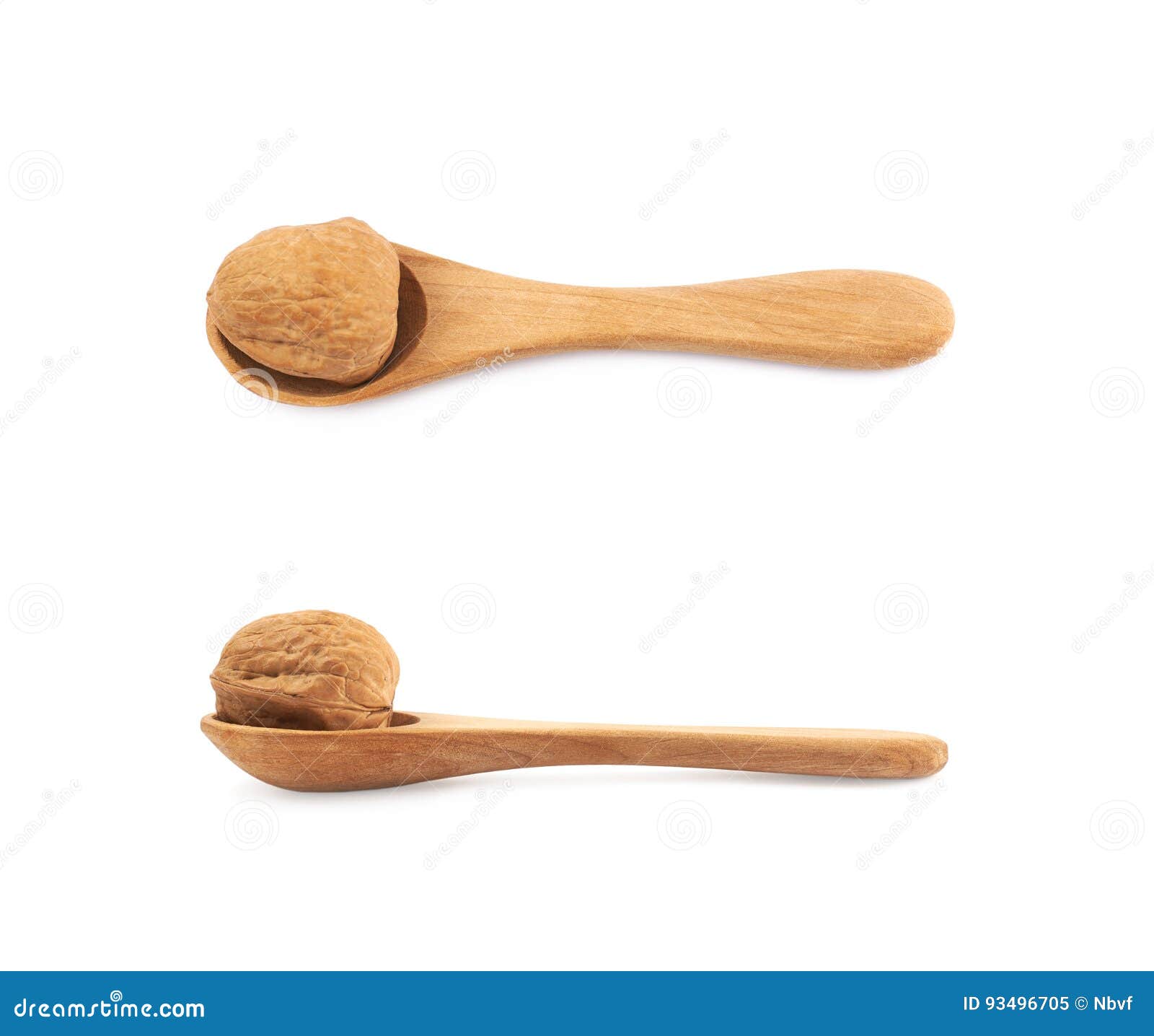 Walnut in a Wooden Spoon Isolated Stock Image - Image of nutrient, food ...