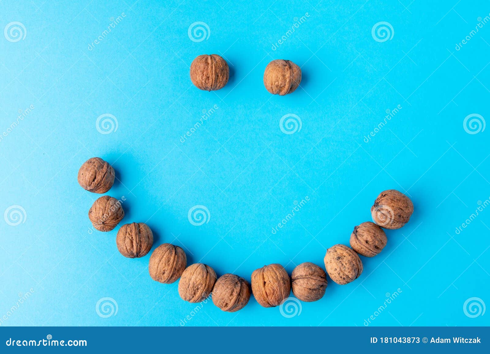 Walnuts Arranged in the Shape of a Smiling Face Stock Image - Image of ...
