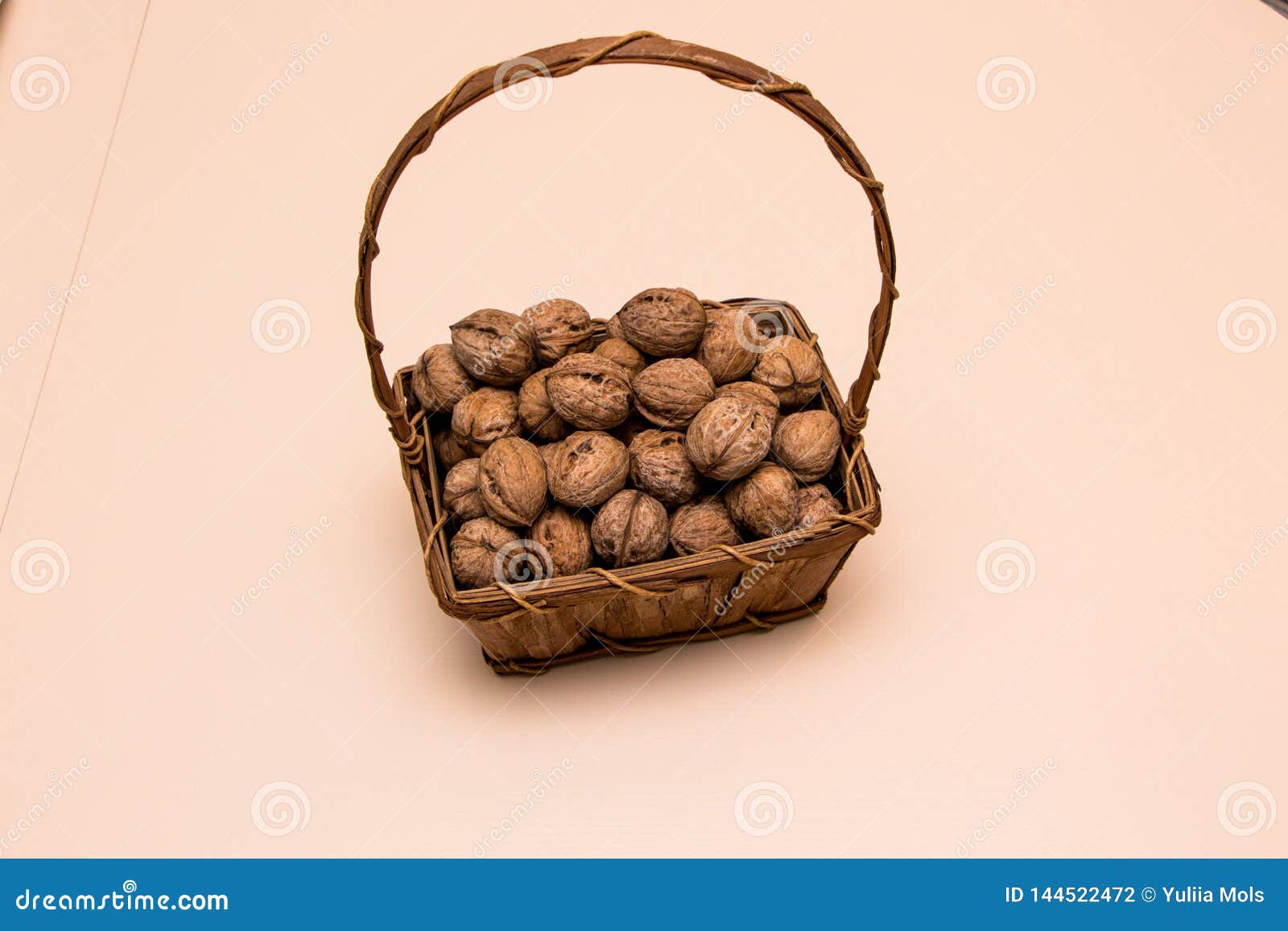 Walnuts in Basket Isolated on White Stock Photo - Image of nature ...