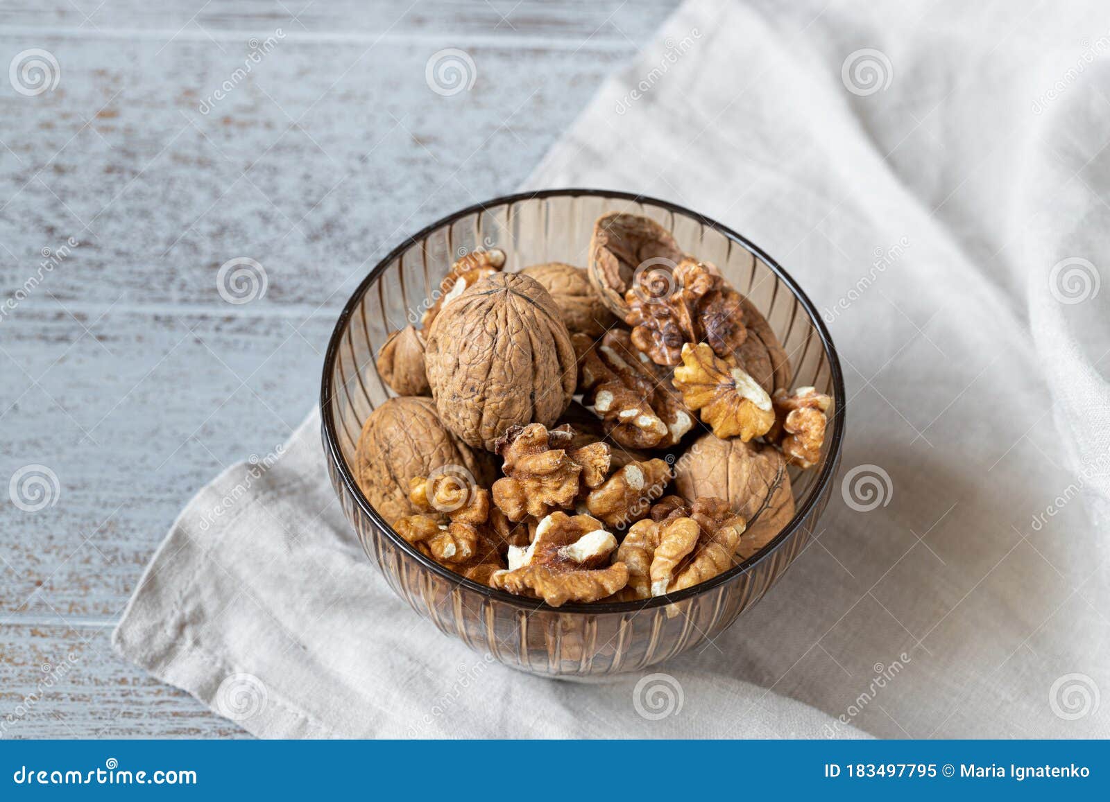 Walnuts in a bowl stock image. Image of natural, nutshell - 183497795