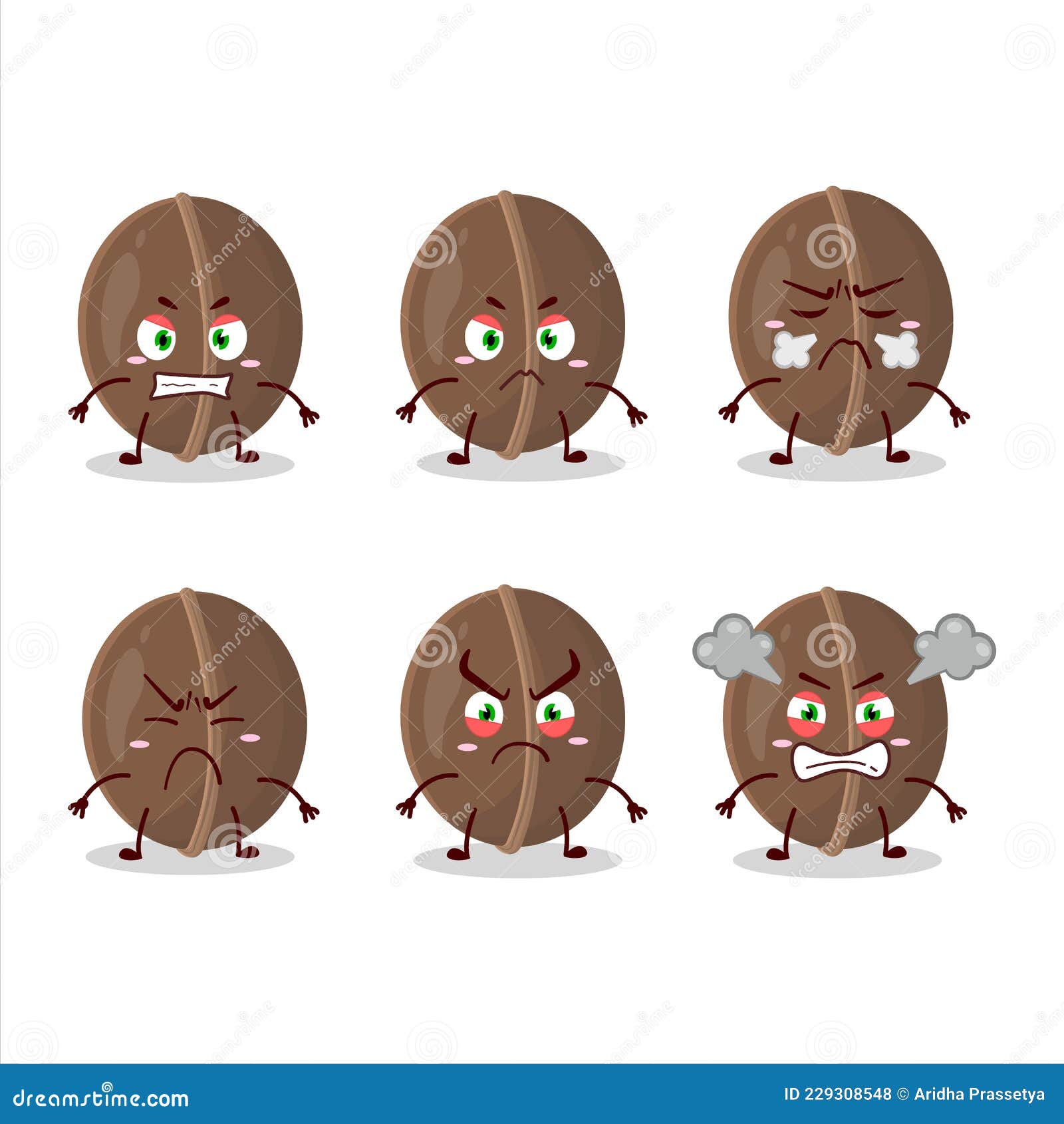 Walnuts Cartoon Character with Various Angry Expressions Stock Vector ...