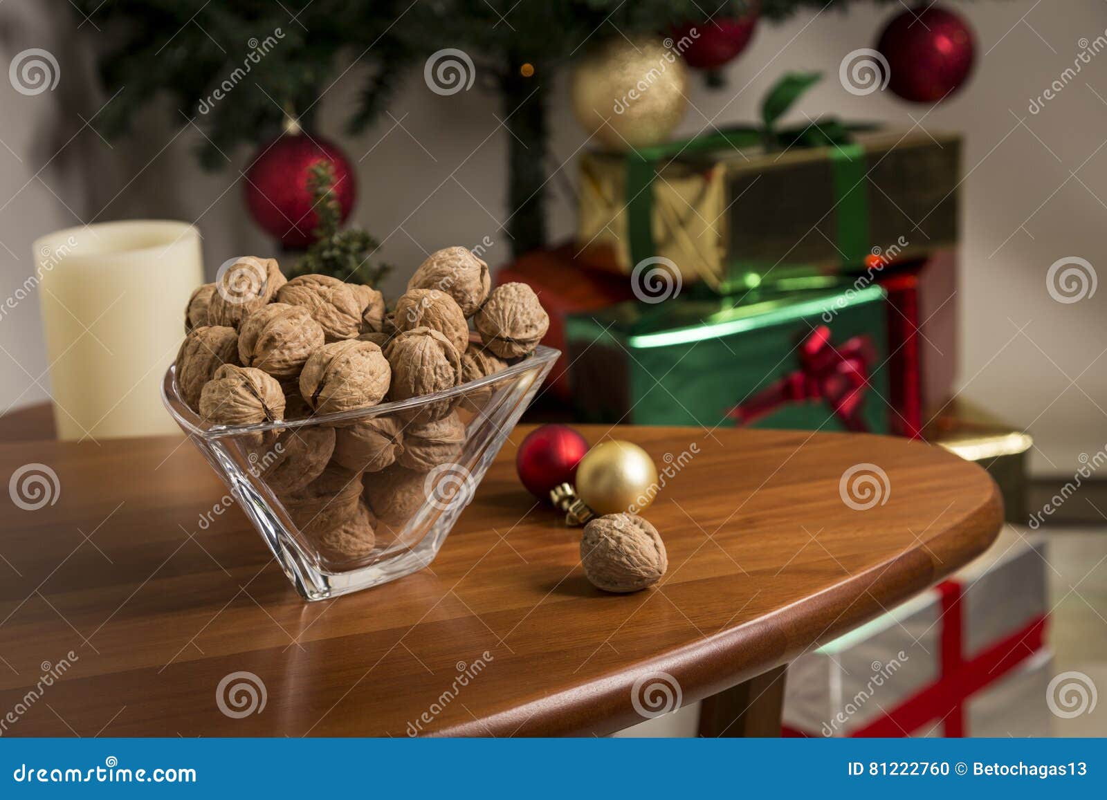 Walnuts on Christmas stock photo. Image of christ, agriculture - 81222760