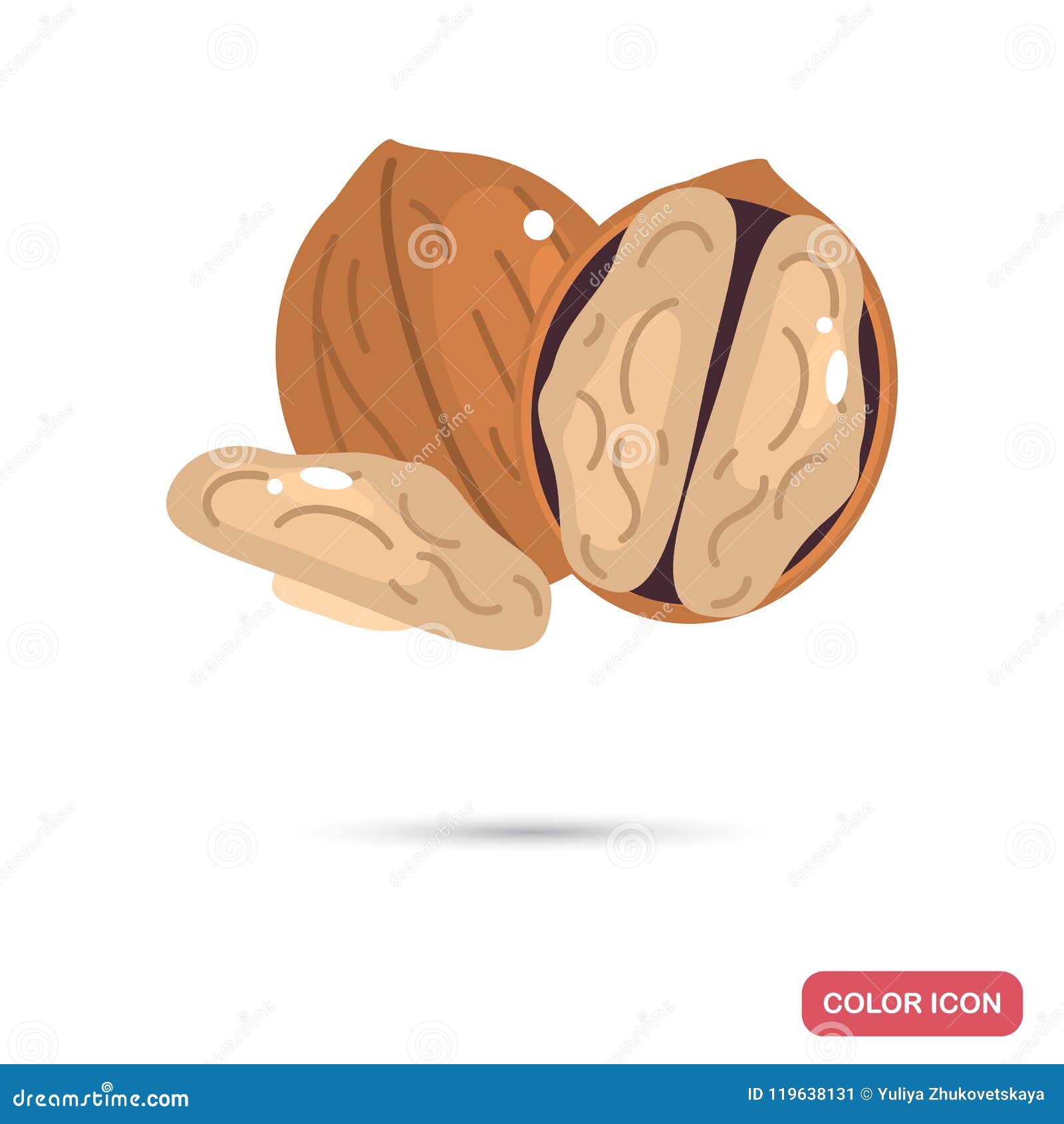 Walnuts color flat icon stock vector. Illustration of wood - 119638131