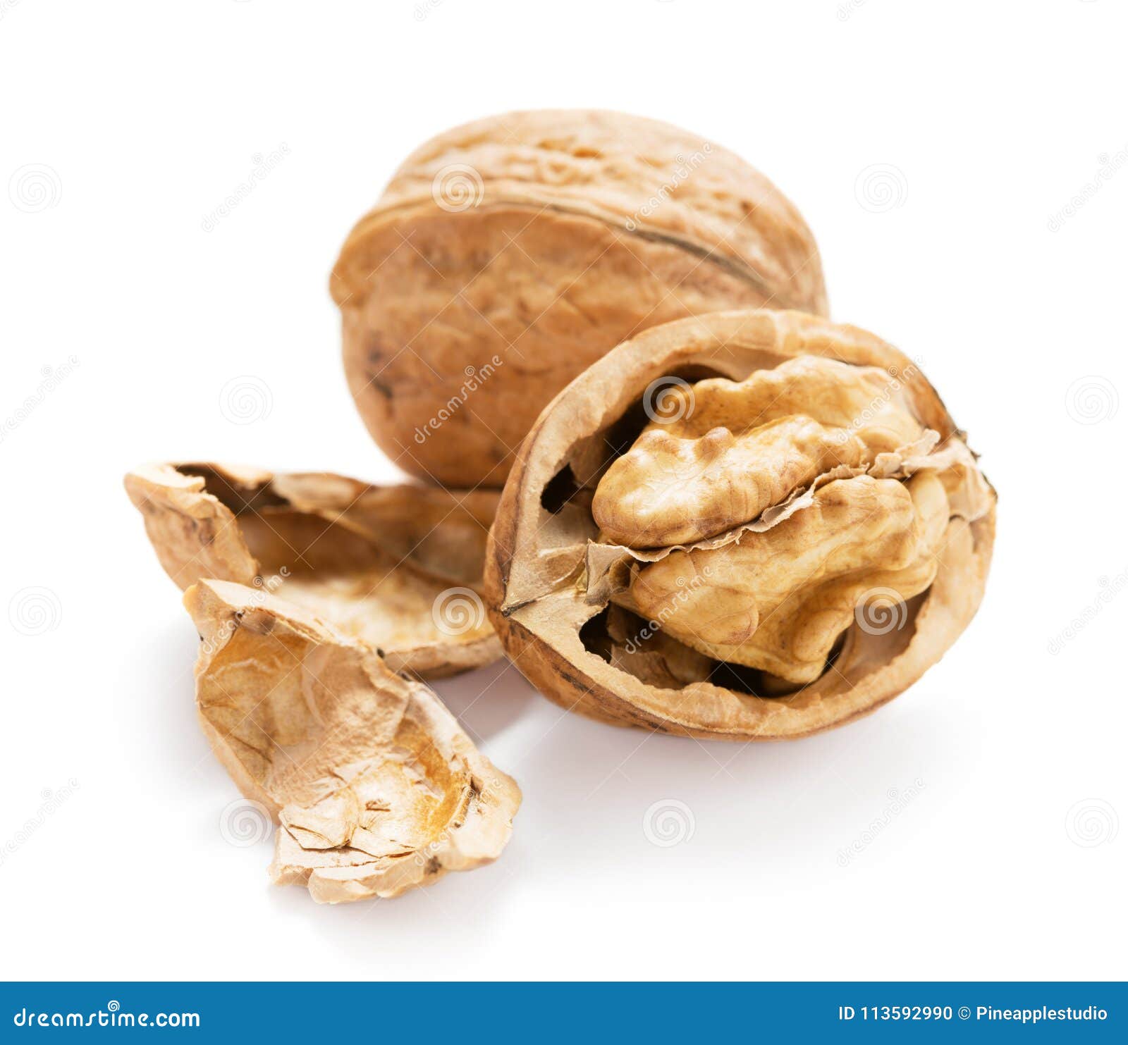 Walnuts with cracked shell stock photo. Image of background - 113592990