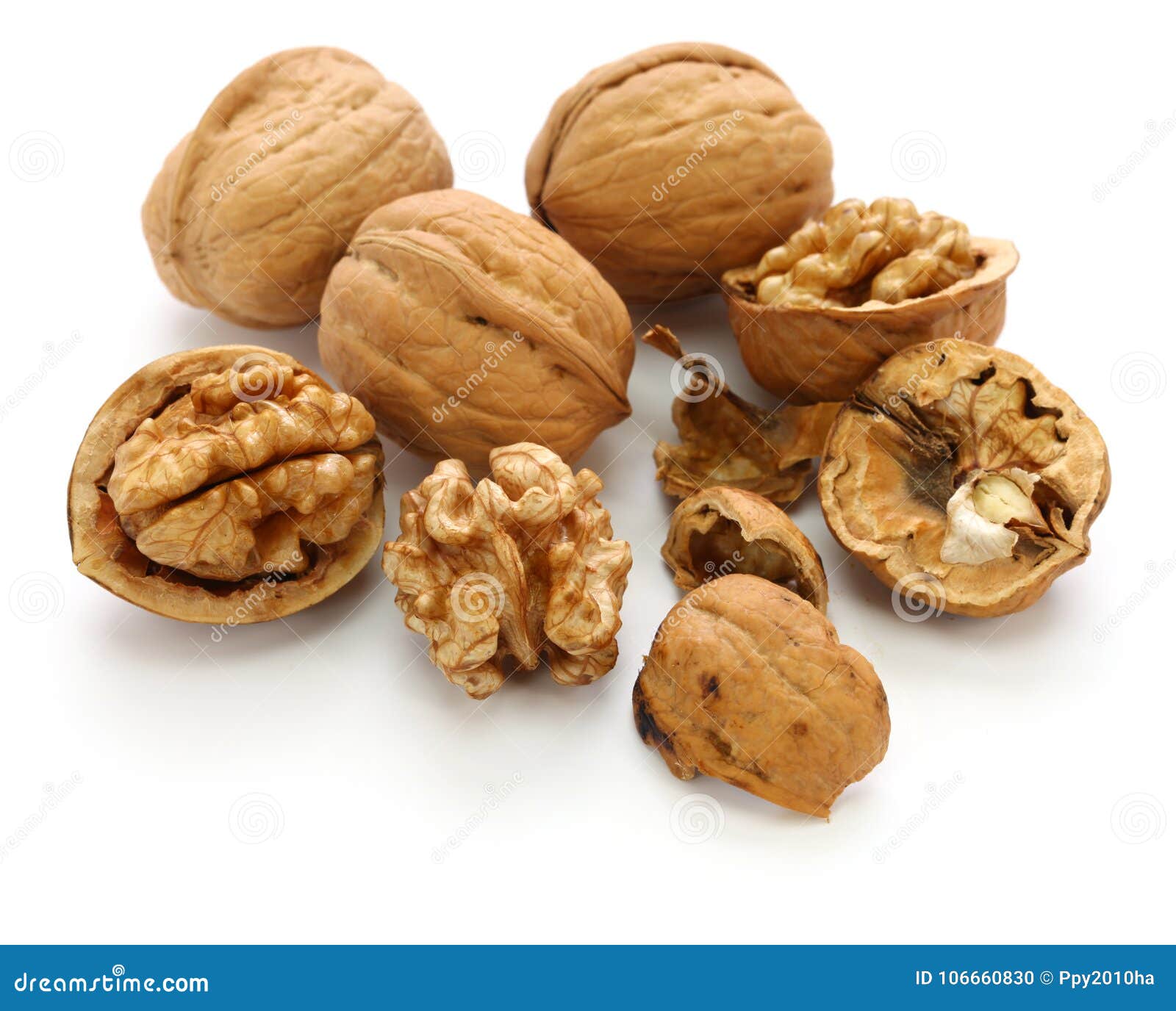 Walnuts, Kernel and Shell Isolated Stock Photo - Image of healthy, heap ...
