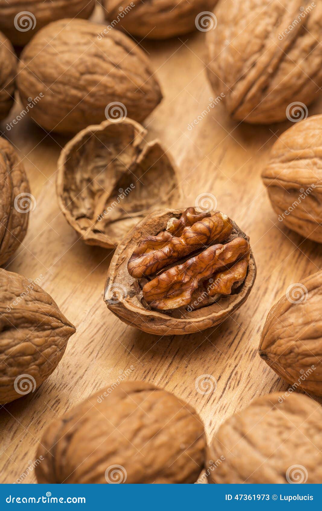 Walnuts with open nut stock image. Image of ingredient - 47361973