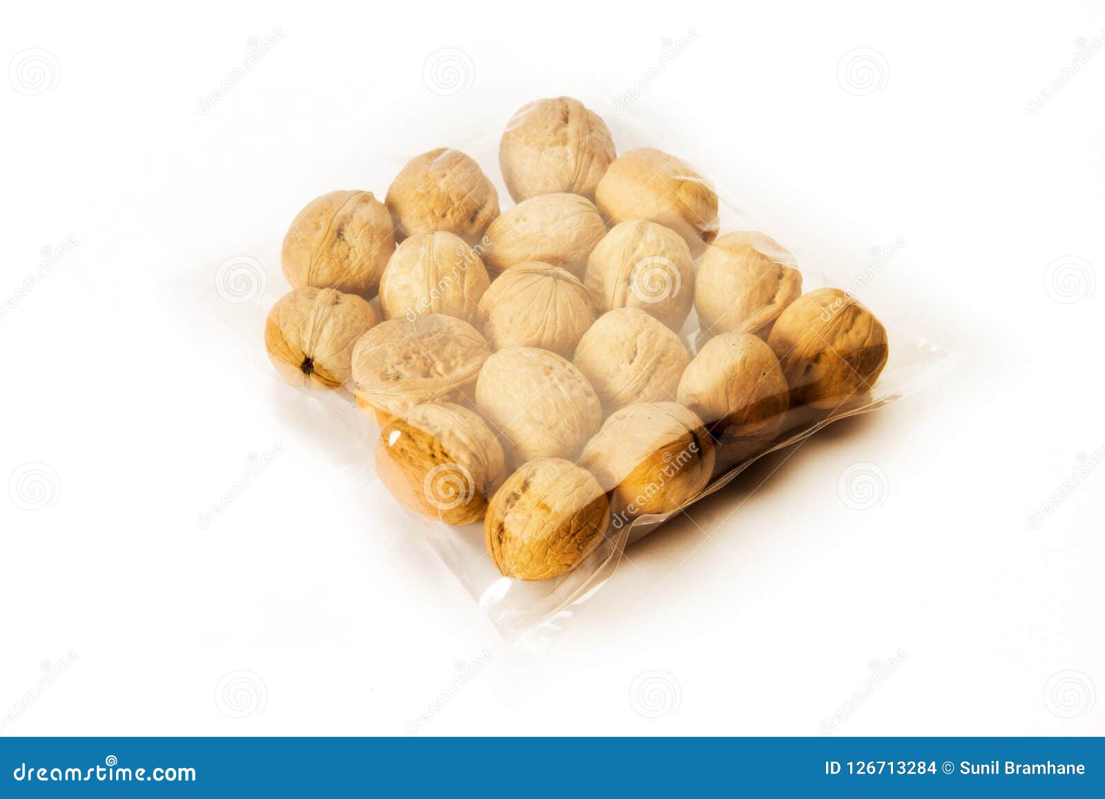 Walnuts Packed in Plastic Bag Isolated on White Background Stock Photo ...