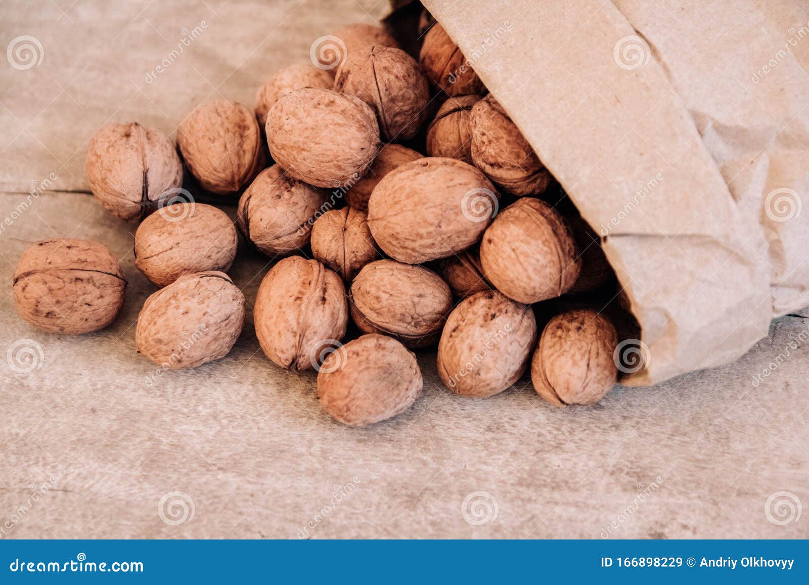 Walnuts in a Paper Bag on a Old Rustic Table. Walnuts in a Paper Bag ...