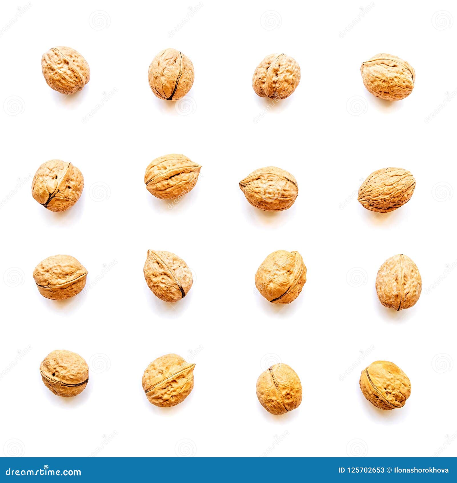 Walnuts Geometrical Pattern in Lines Isolated on White Stock Image ...