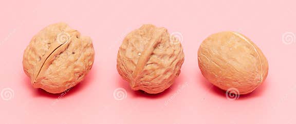 Walnuts on a Pink Background Stock Image - Image of nutshell, fruit ...