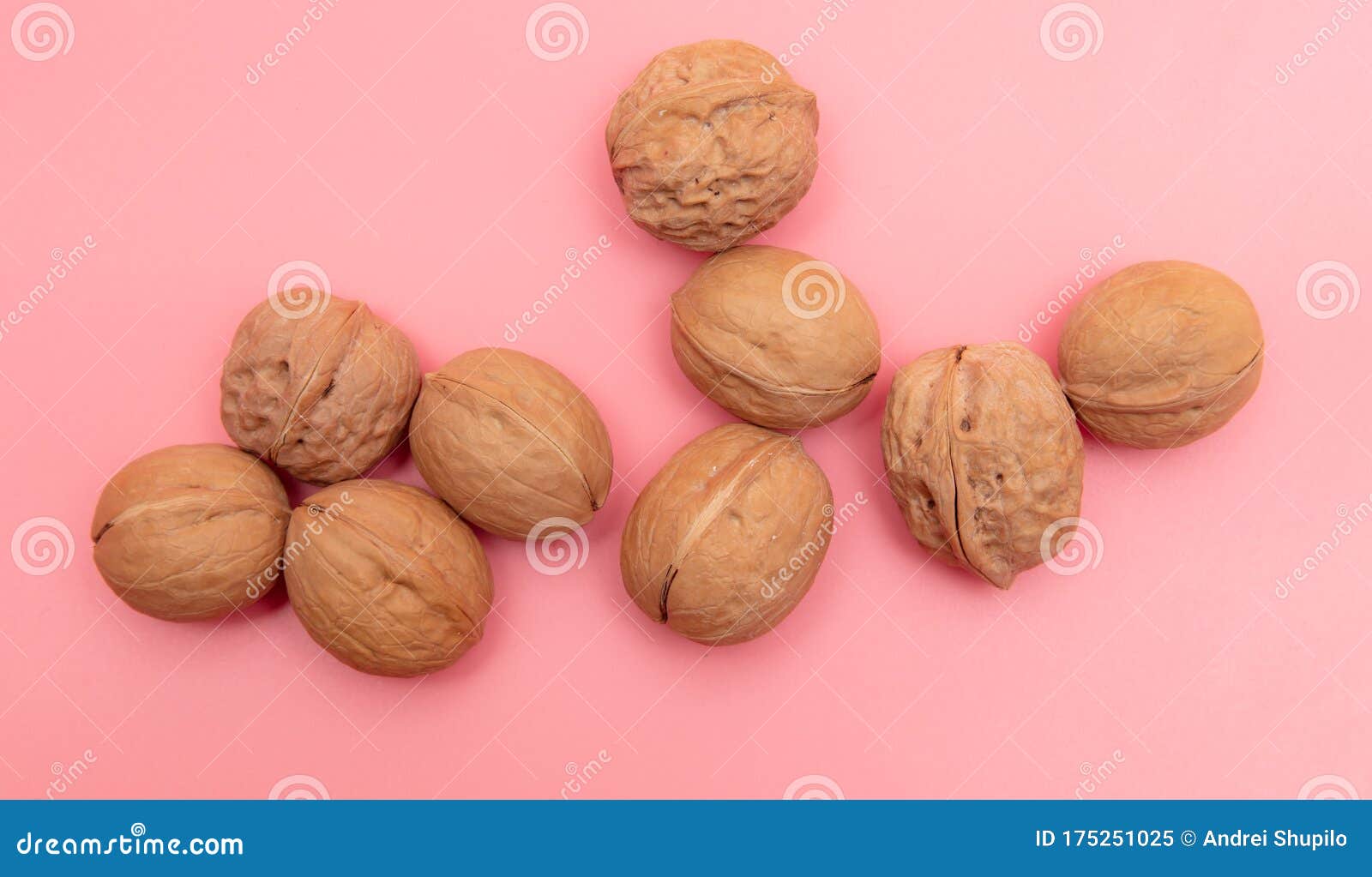 Walnuts on a Pink Background Stock Image - Image of snack, nutrition ...