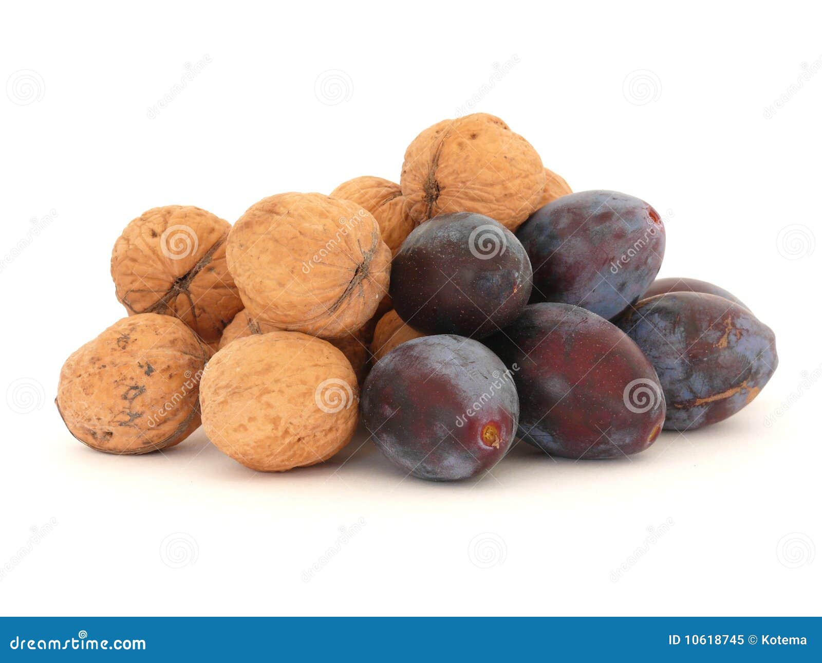 Walnuts and plums stock image. Image of natural, hard - 10618745
