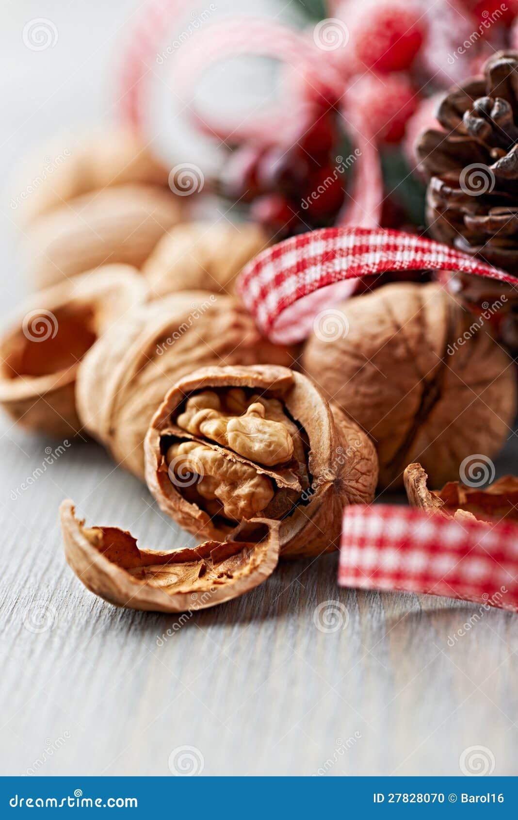 Walnuts and Rustic Christmas Decoration Stock Photo - Image of pattern ...