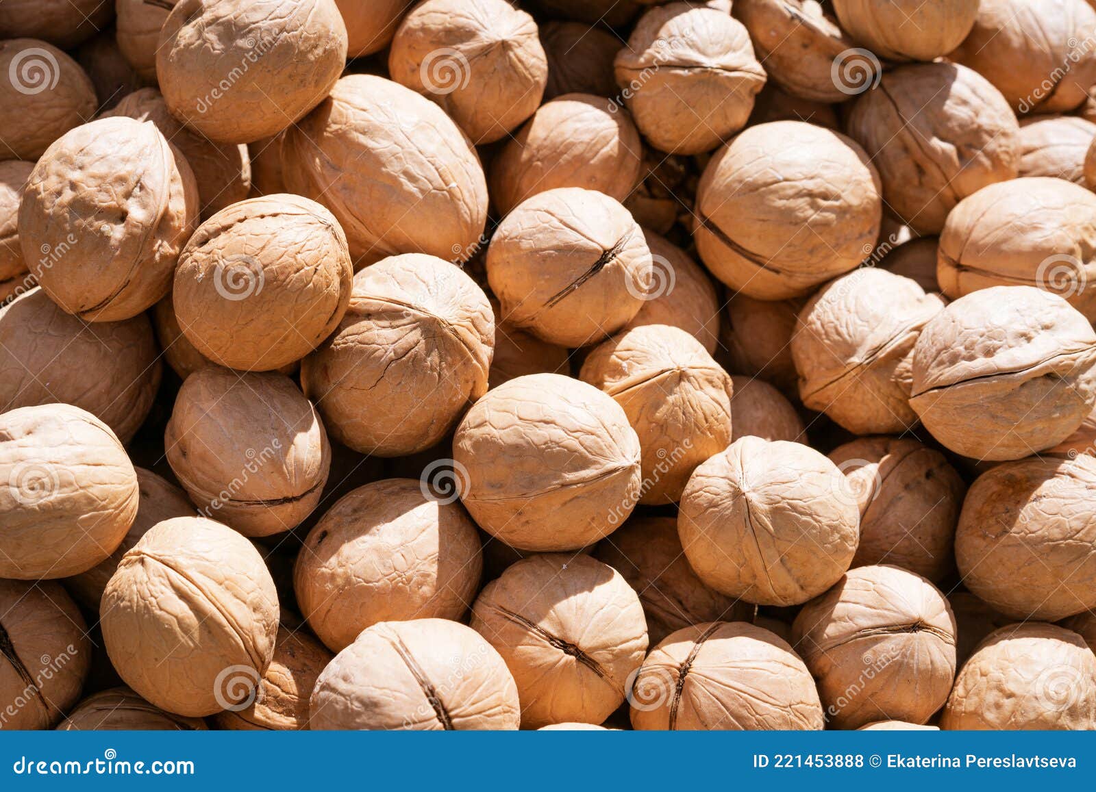 Walnuts in Shell View from the Top As Background Stock Photo - Image of ...