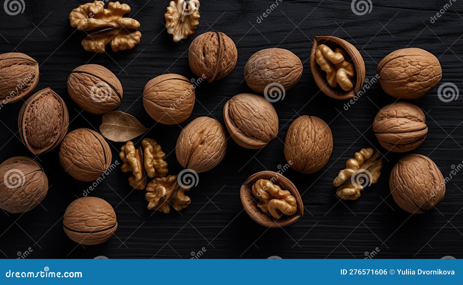 Walnuts with and without Shells Filling the View on Dark Background ...