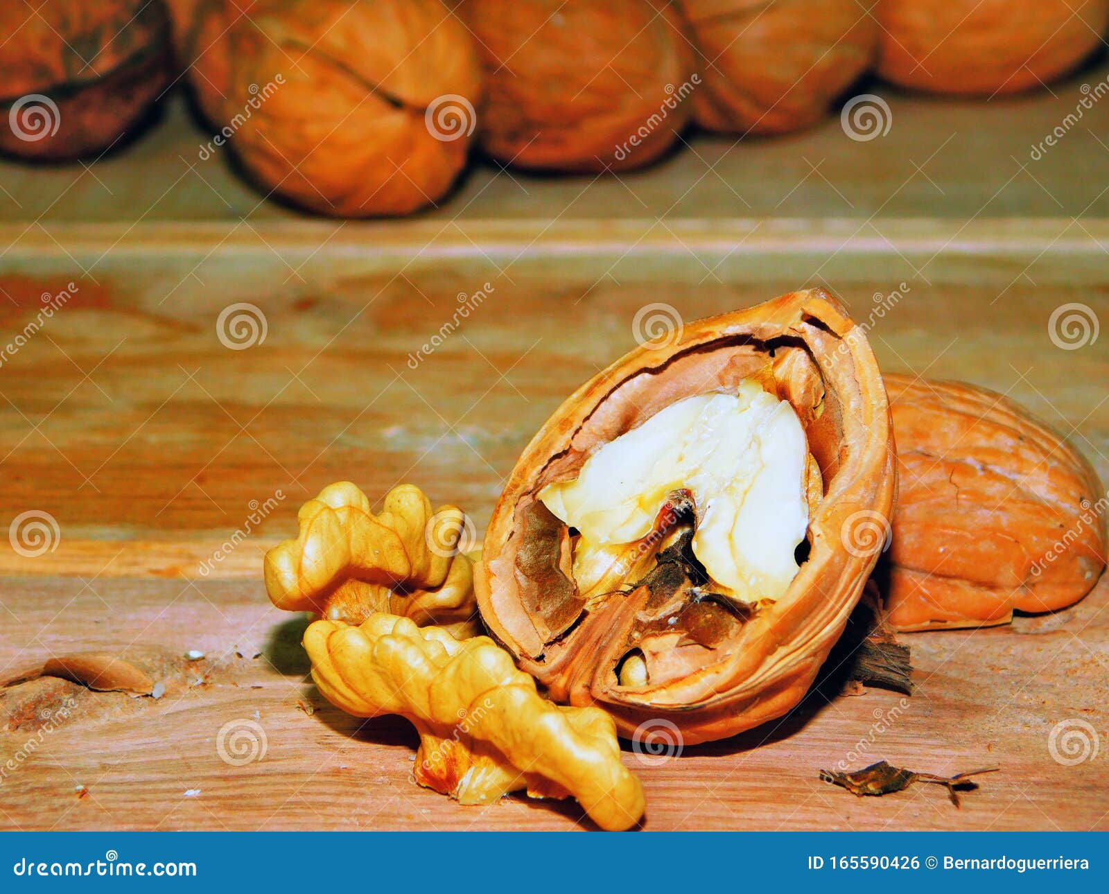Walnut, Dried Fruits Cut in Half Stock Photo - Image of wooden, healthy ...
