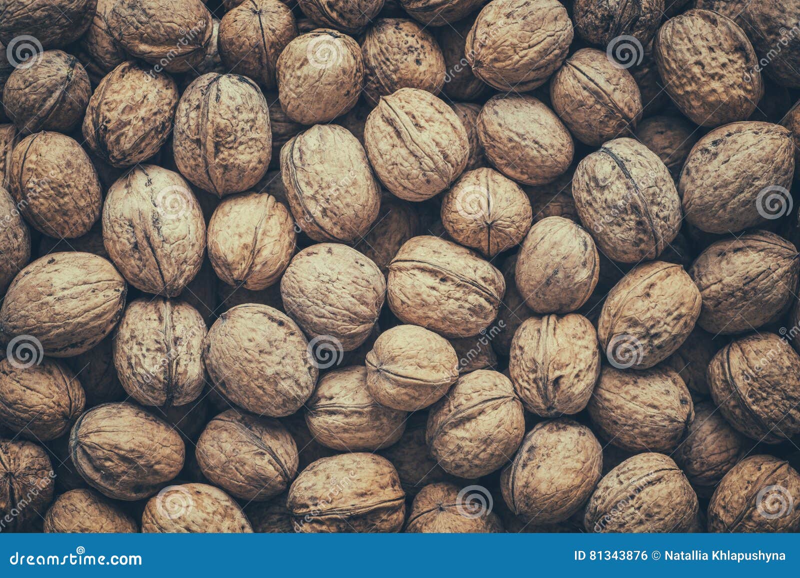 Walnuts, Top View. Retro Toned. Stock Photo - Image of market, pile ...