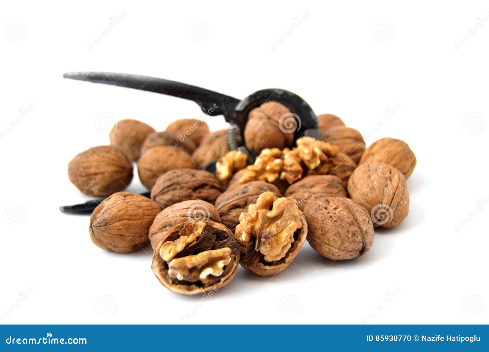 Walnuts and Walnut Cracking Tool Stock Photo - Image of break, almond ...