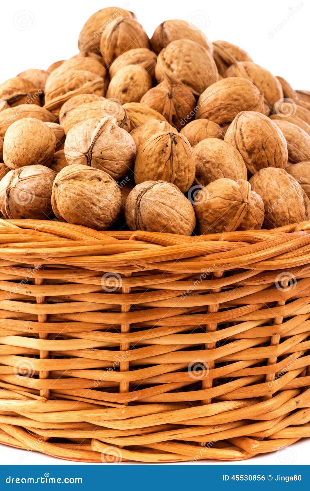 Walnuts in wicker basket stock photo. Image of ingredient - 45530856