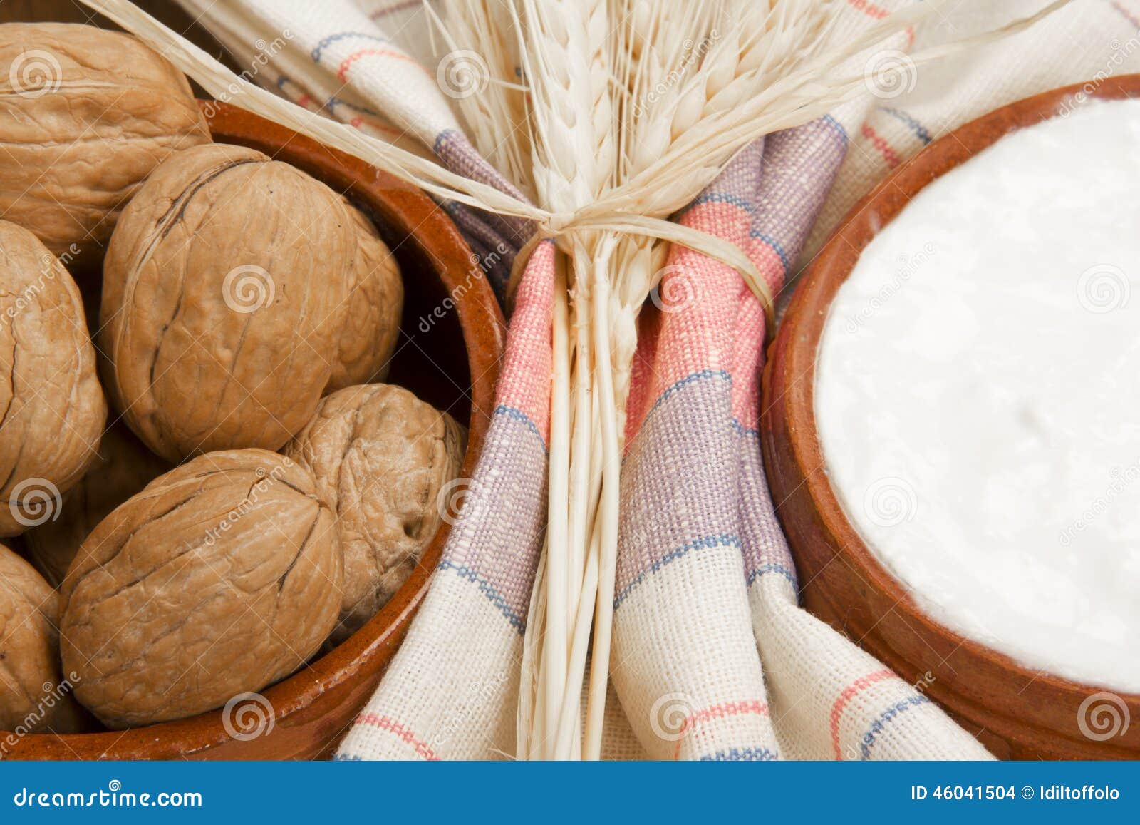 Walnuts and Yogurt stock photo. Image of drink, full - 46041504