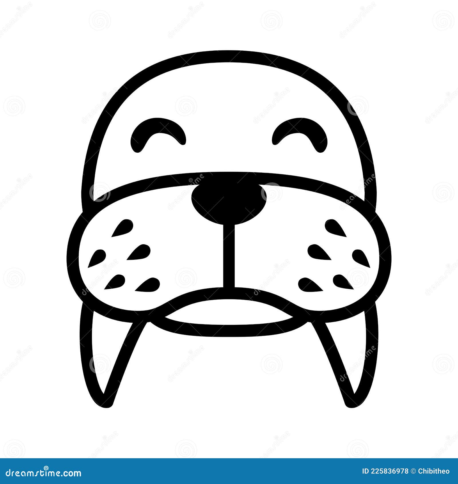 Walrus Icon. Cartoon Face of a Walrus Stock Vector - Illustration of ...