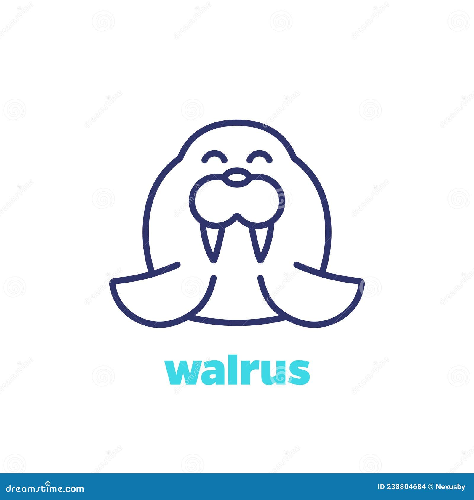 Walrus Line Art In Vector. Hand-drawn Outline Illustration On White ...