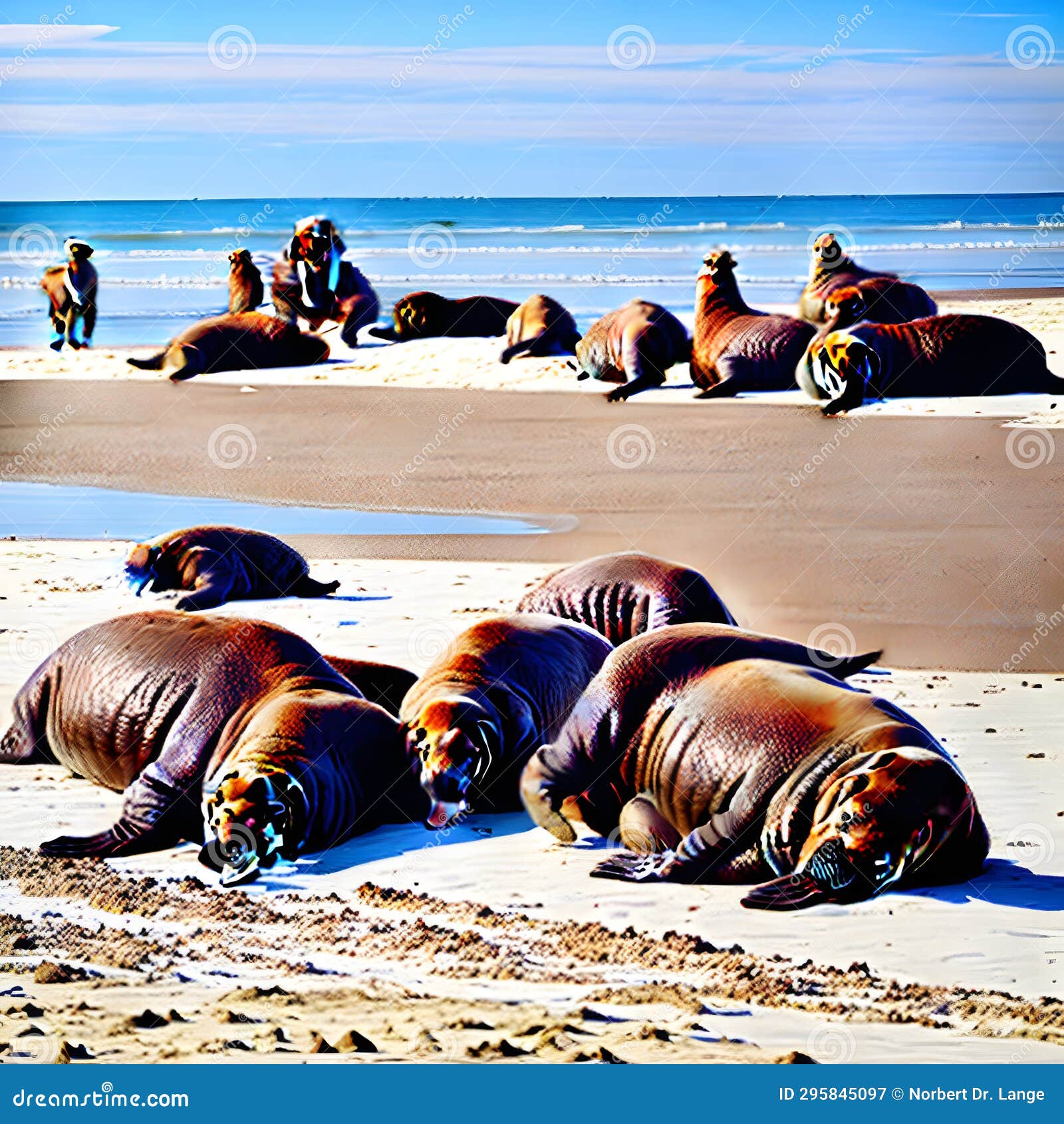 Walrus in Beach, AI-Generatet Stock Image - Image of lazy, aigeneratet ...