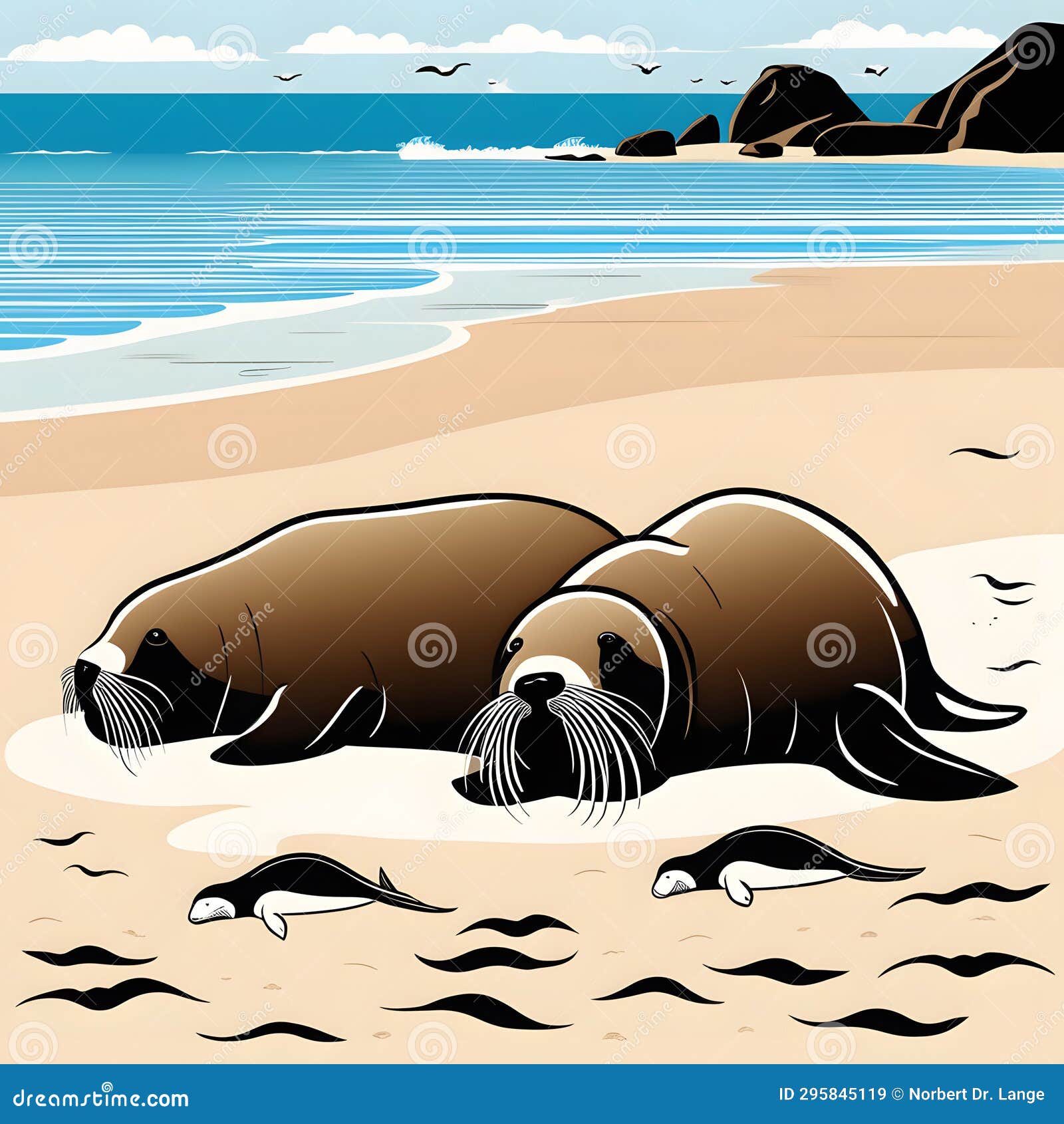 Walrus in Beach, AI-Generatet Stock Illustration - Illustration of ...
