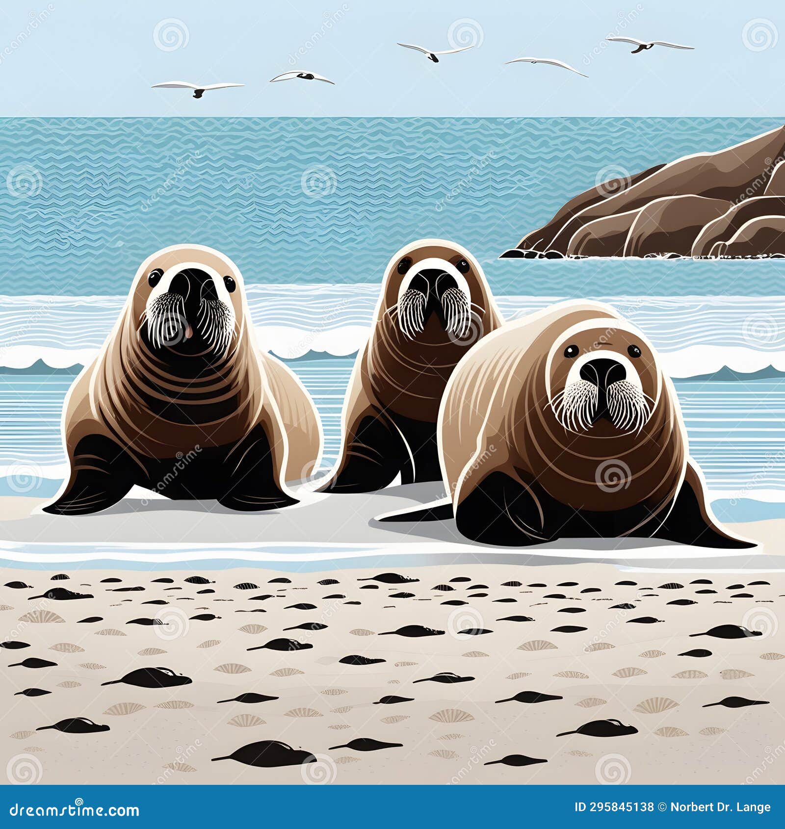 Walrus in Beach, AI-Generatet Stock Photo - Image of tusks, lying ...