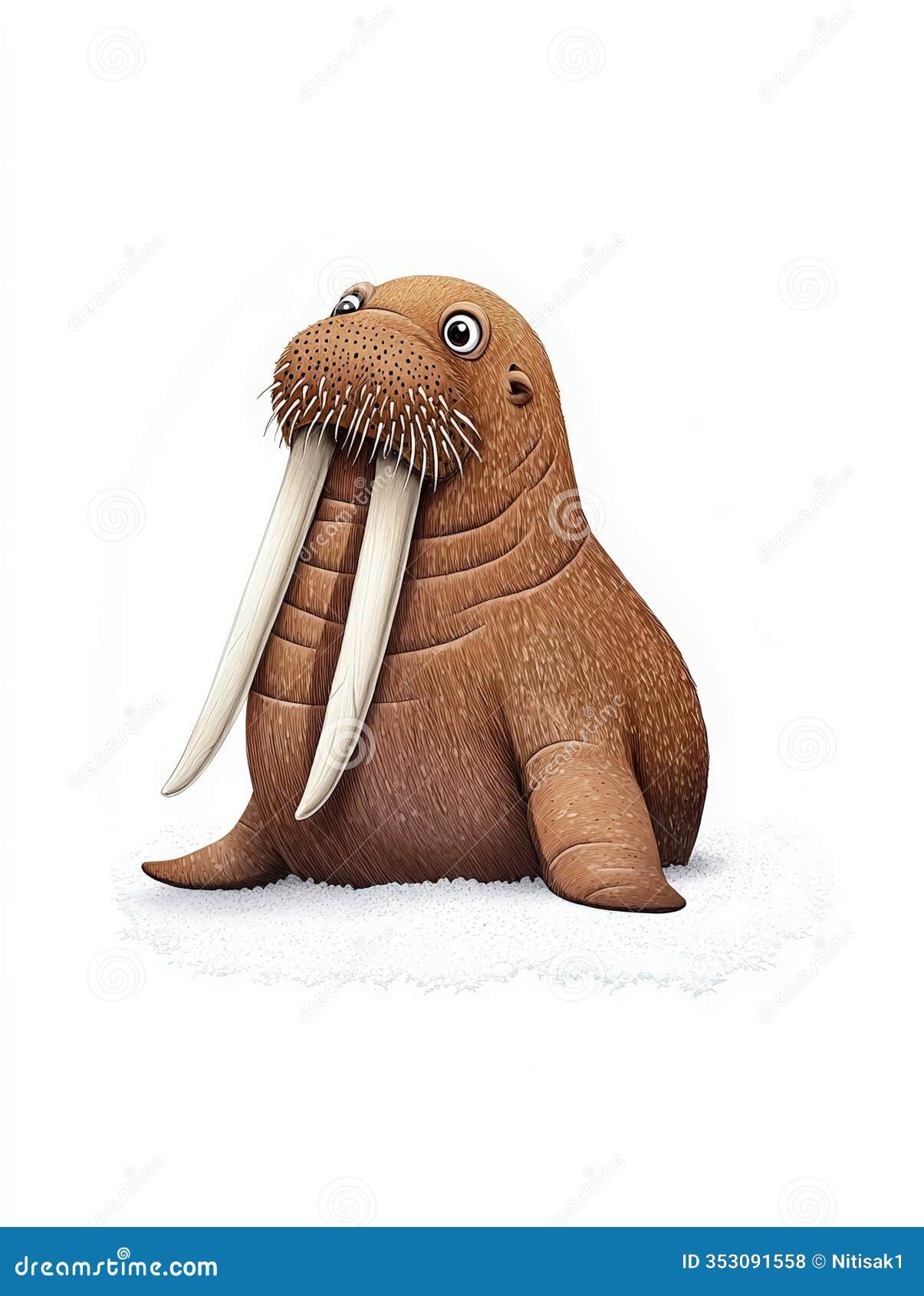 Walrus on a White Background Stock Illustration - Illustration of ...