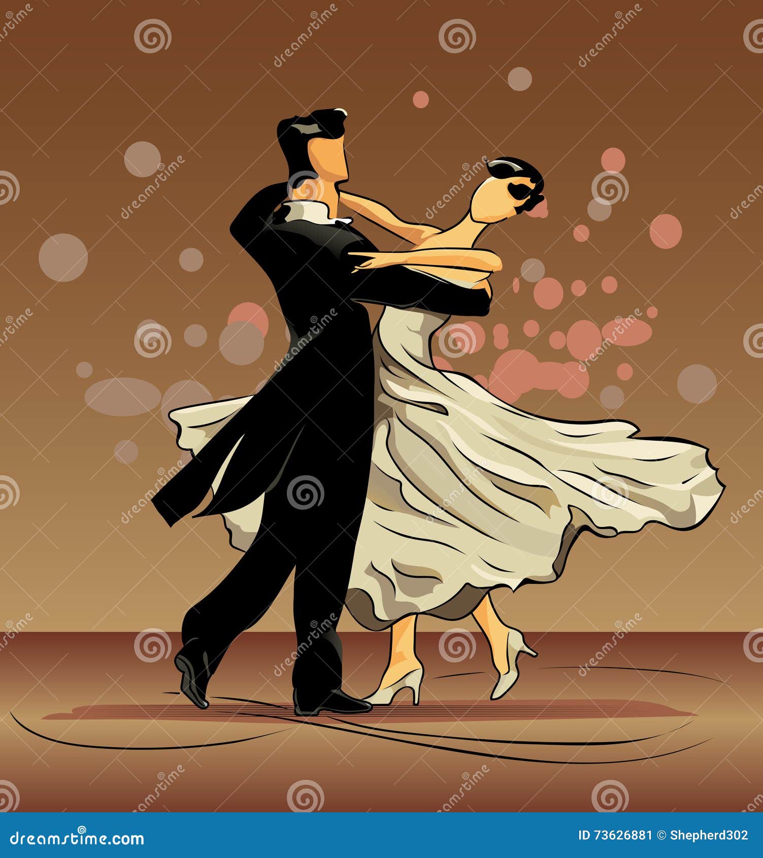 Waltz Of Love On Brown Background Cartoon Vector | CartoonDealer.com ...