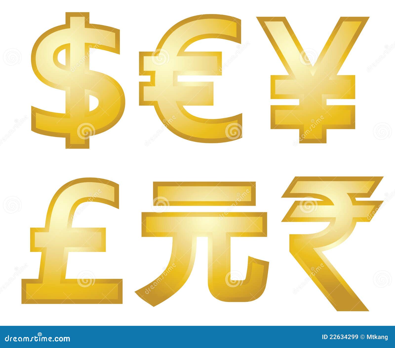 Waluta symbole ilustracji. Ilustracja złożonej z symbole - 22634299