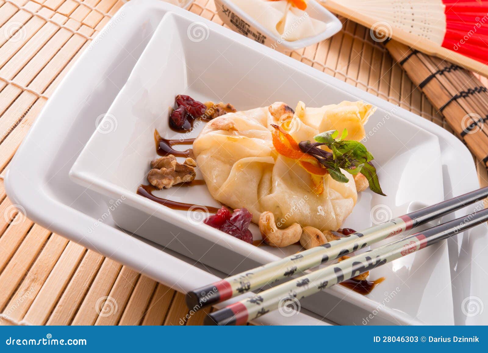 Wan Tan stock image. Image of meat, dough, herb, filled - 28046303