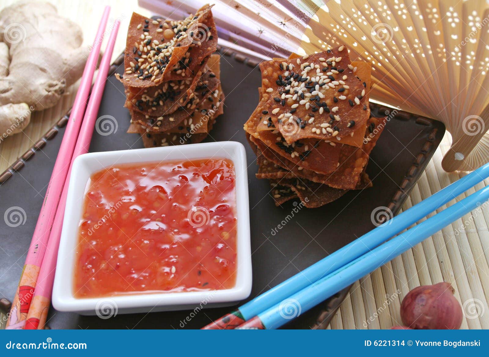 Wan Tan Cockies with Chillisauce Stock Photo - Image of sauce, easy ...