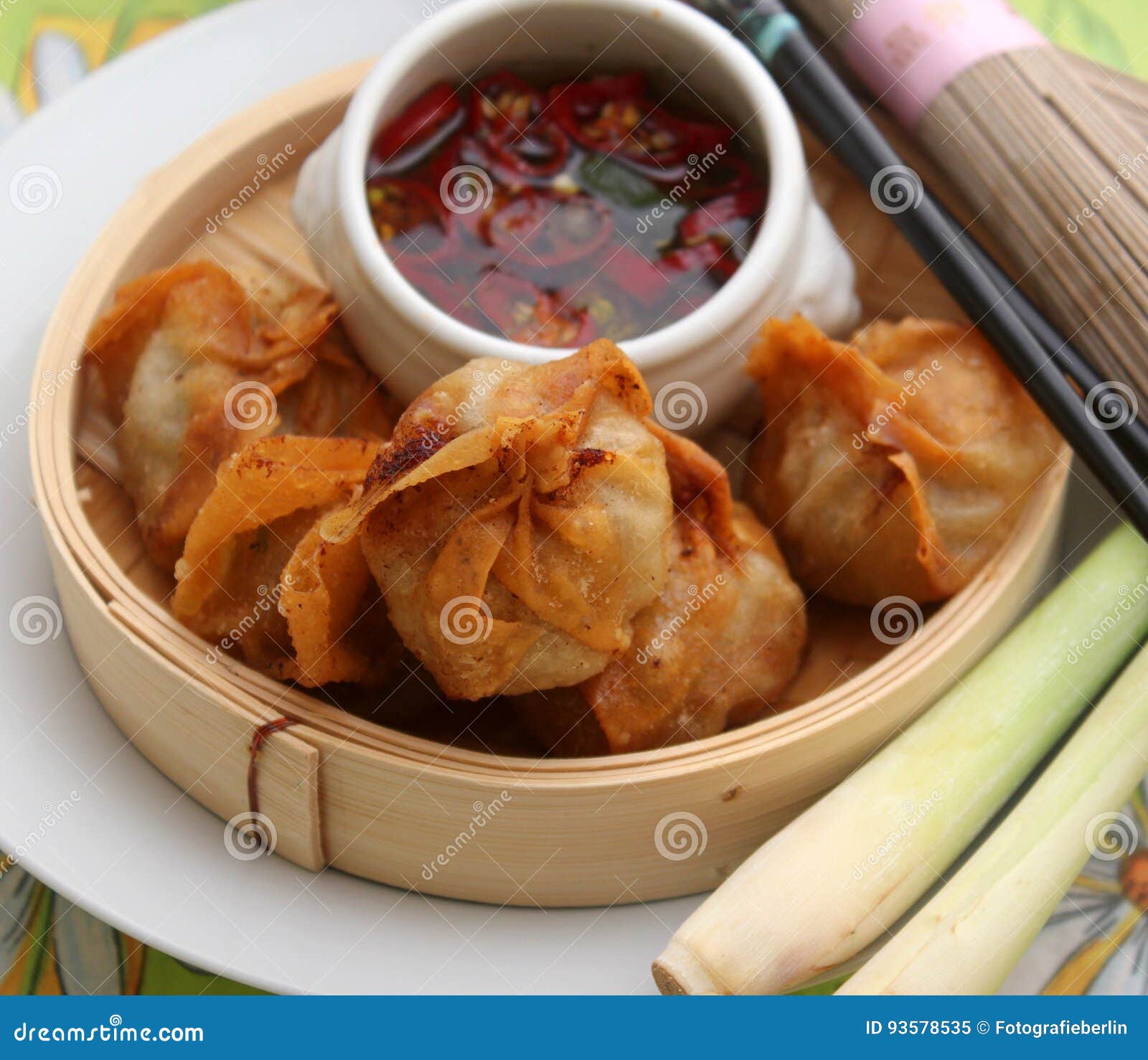 Wan Tans stock image. Image of fried, filled, chinese - 93578535
