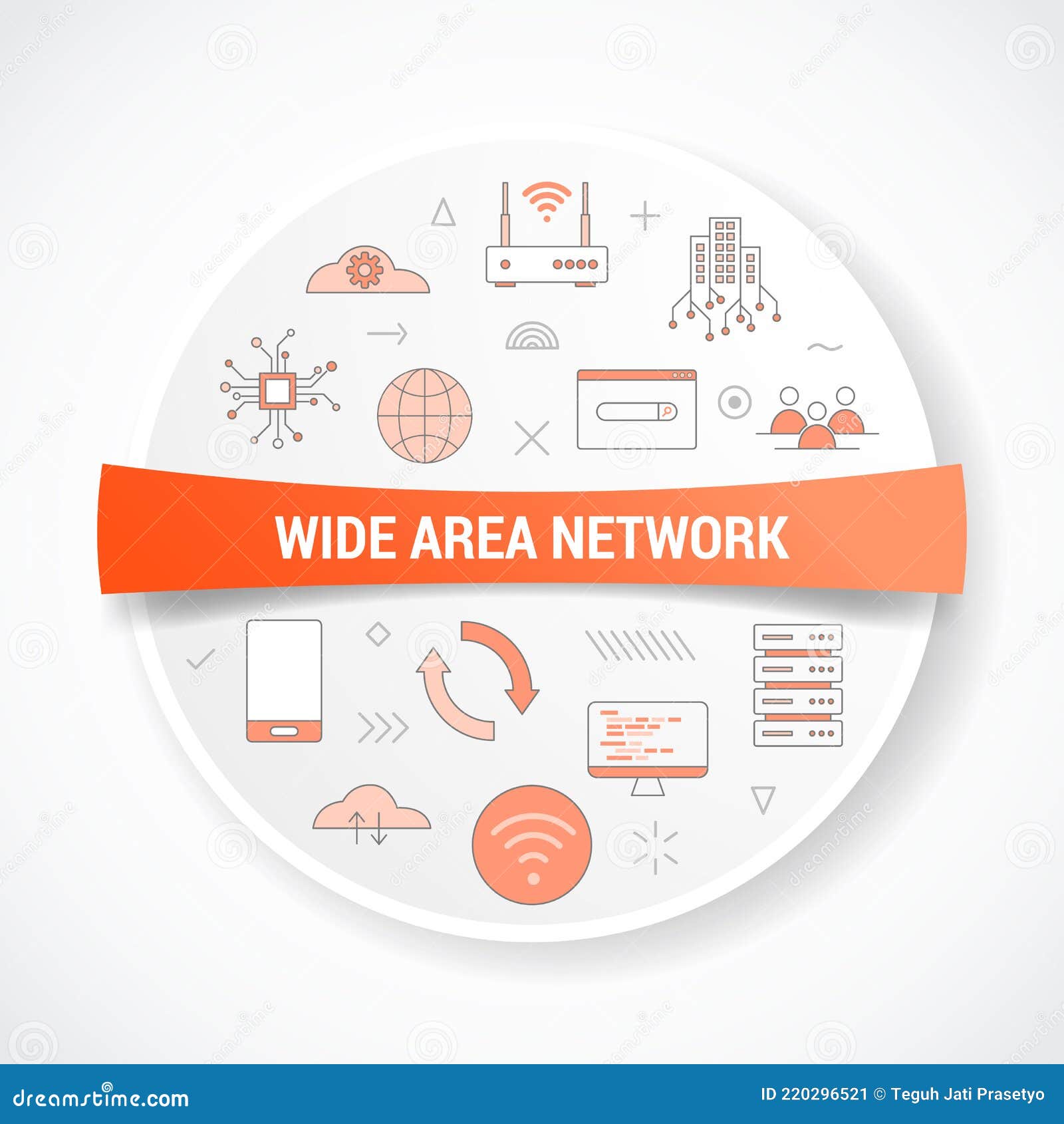 Wan Wide Area Network Concept with Icon Concept with Round or Circle ...