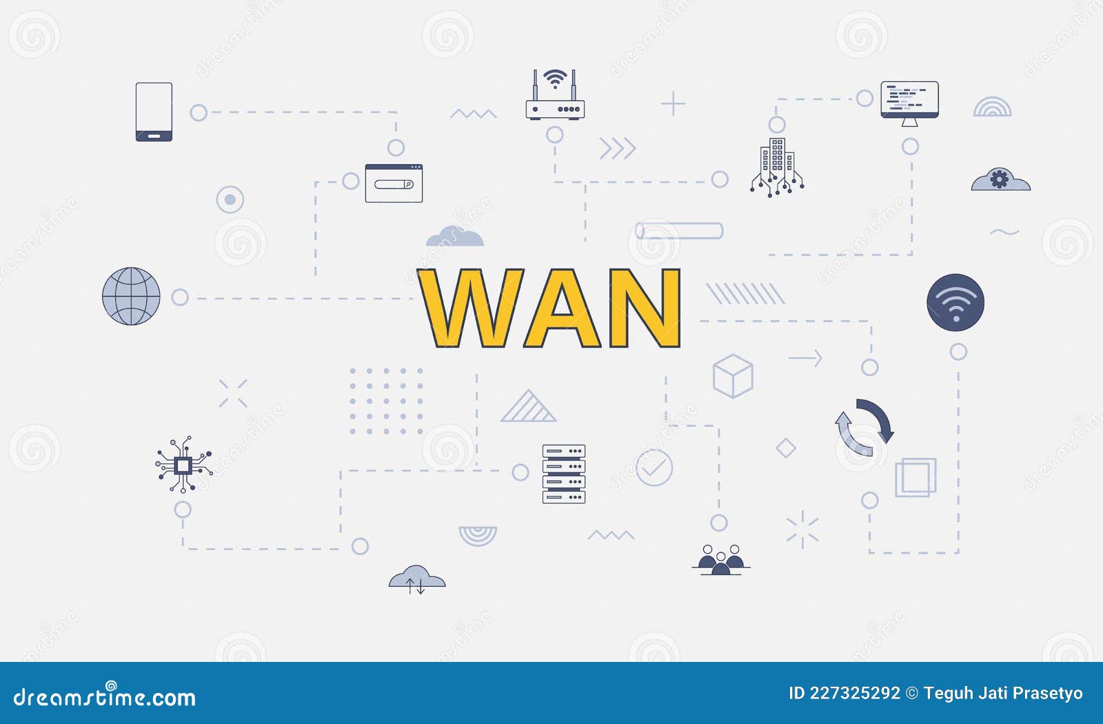 Wan Wide Area Network Concept with Icon Set with Big Word or Text on ...
