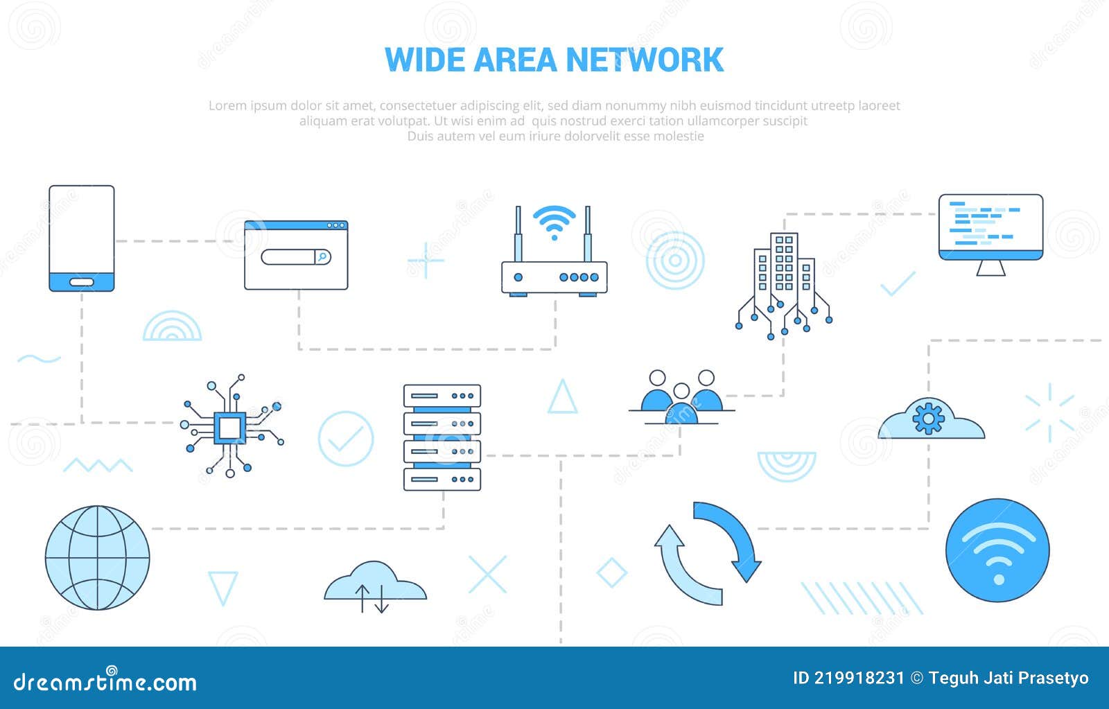 Wan Wide Area Network Internet Concept with Icon Set Template Banner ...
