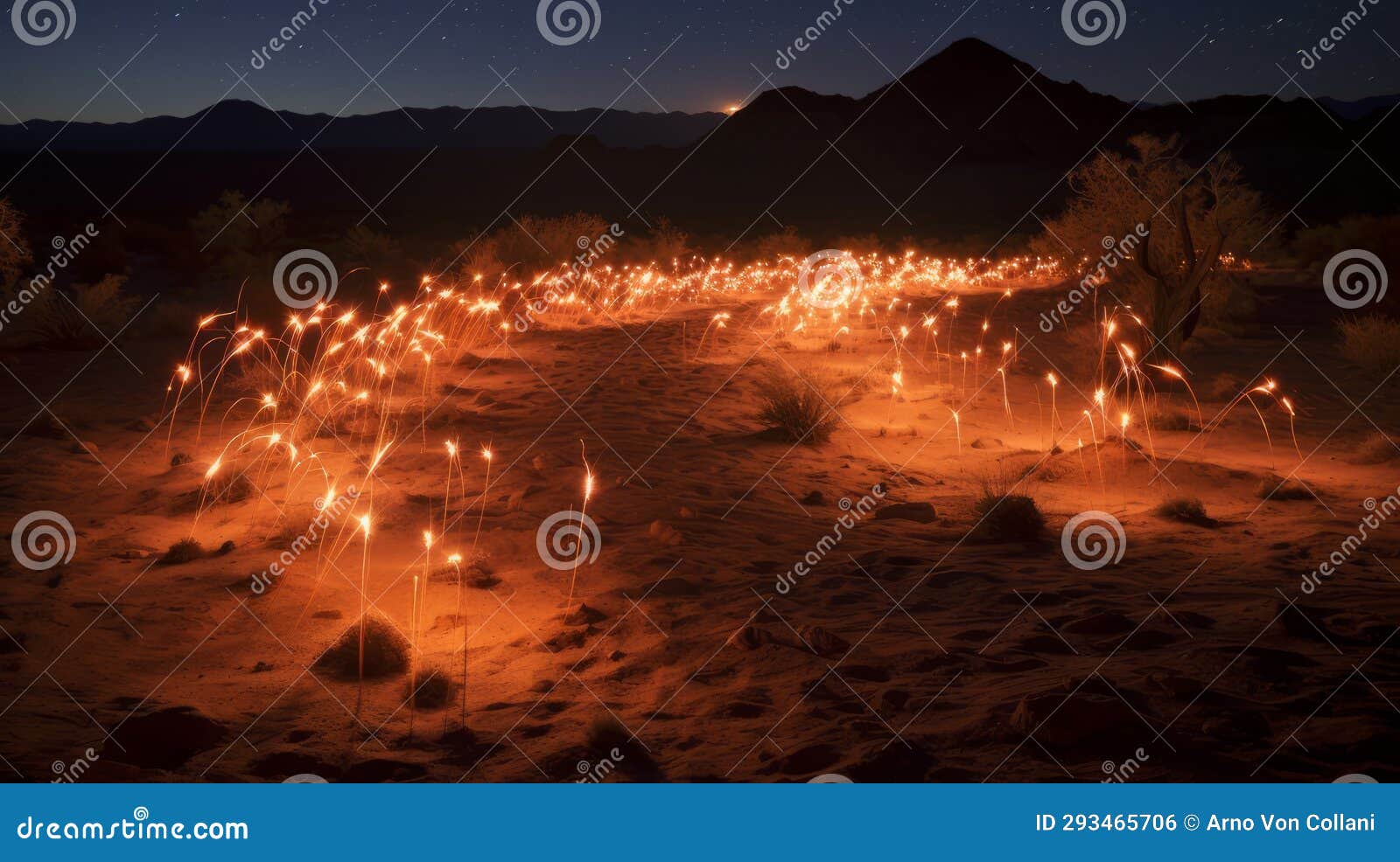 Enchanting Desert Path Illuminated by Candlelight in the Dead of Night ...